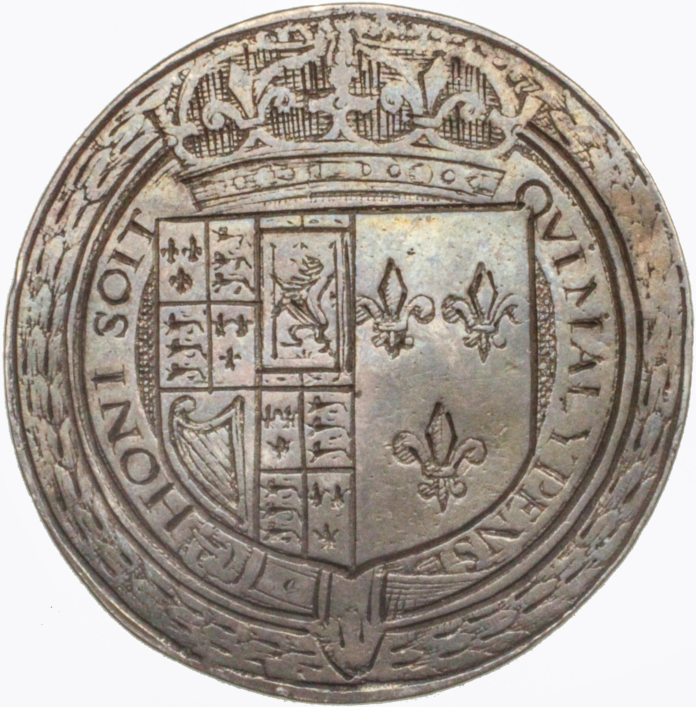 Silver counter by Simon van de Passe. Charles I and Henrietta Maria.