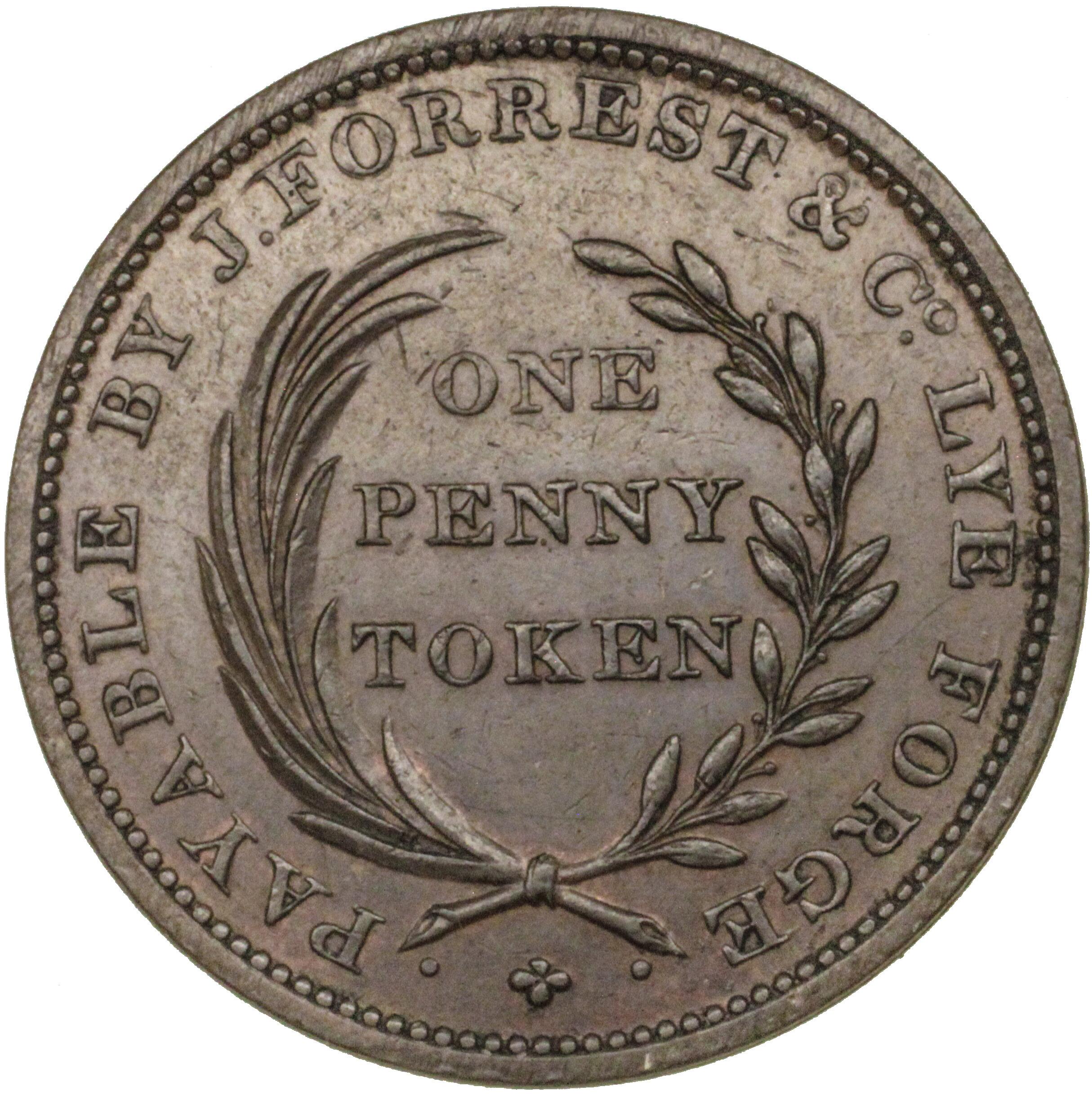 Lye Forge, J Forrest, penny token 1811.