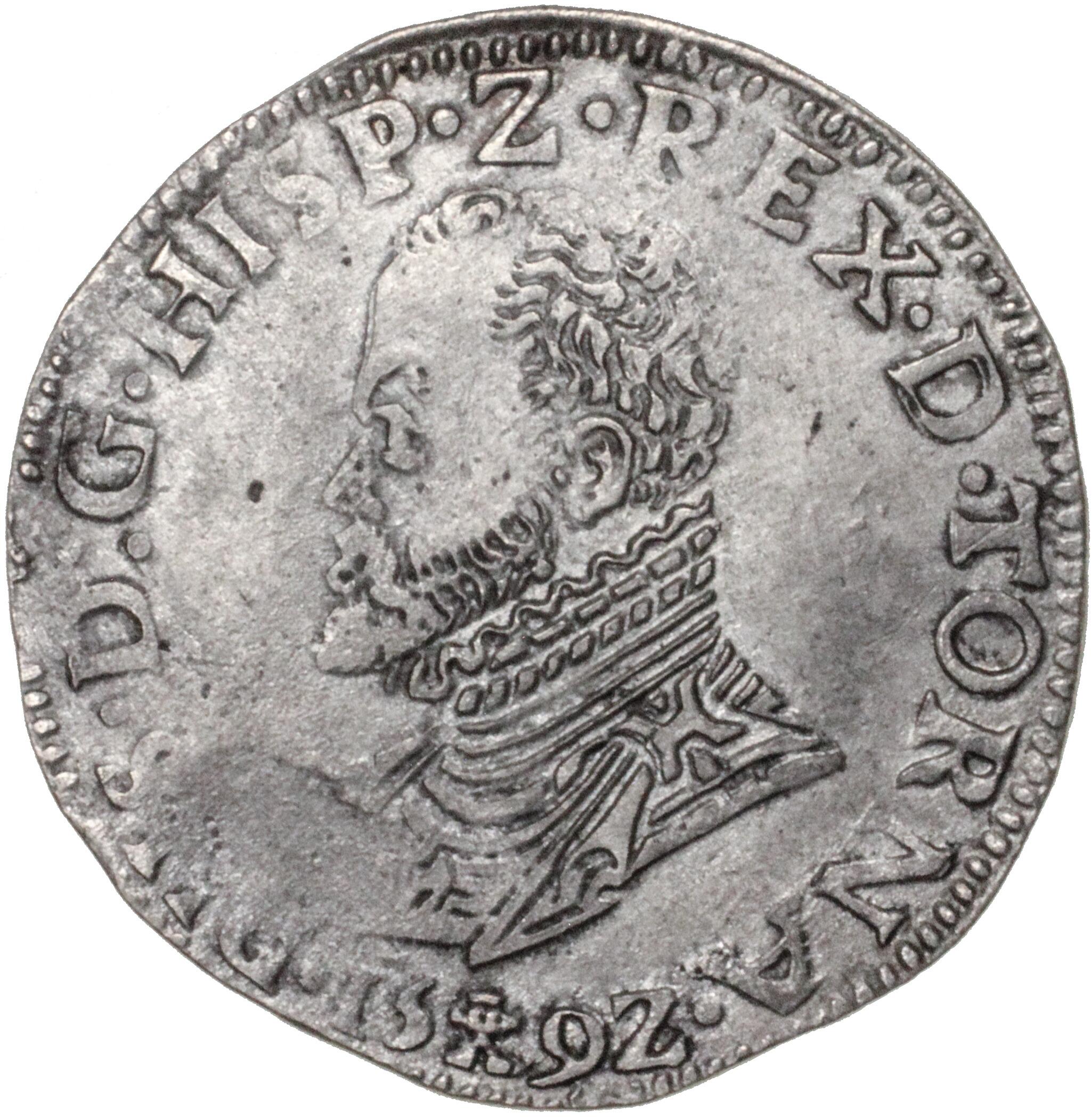 Tournai, Philip II, silver half Philipsdaalder 1592.