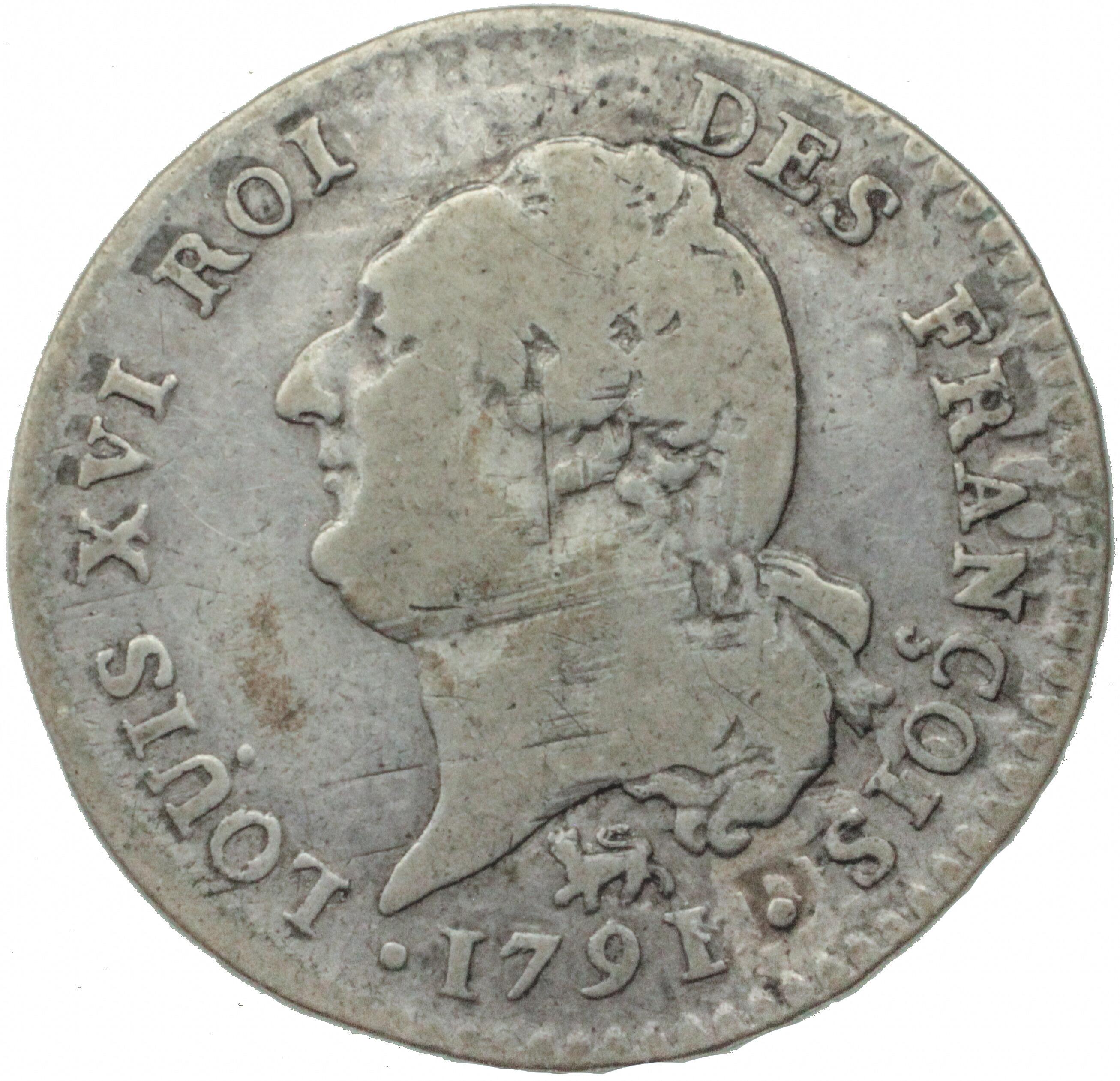 France, Louis XVI, silver 15 sols 1791 ·A L'an 3, Paris mint.