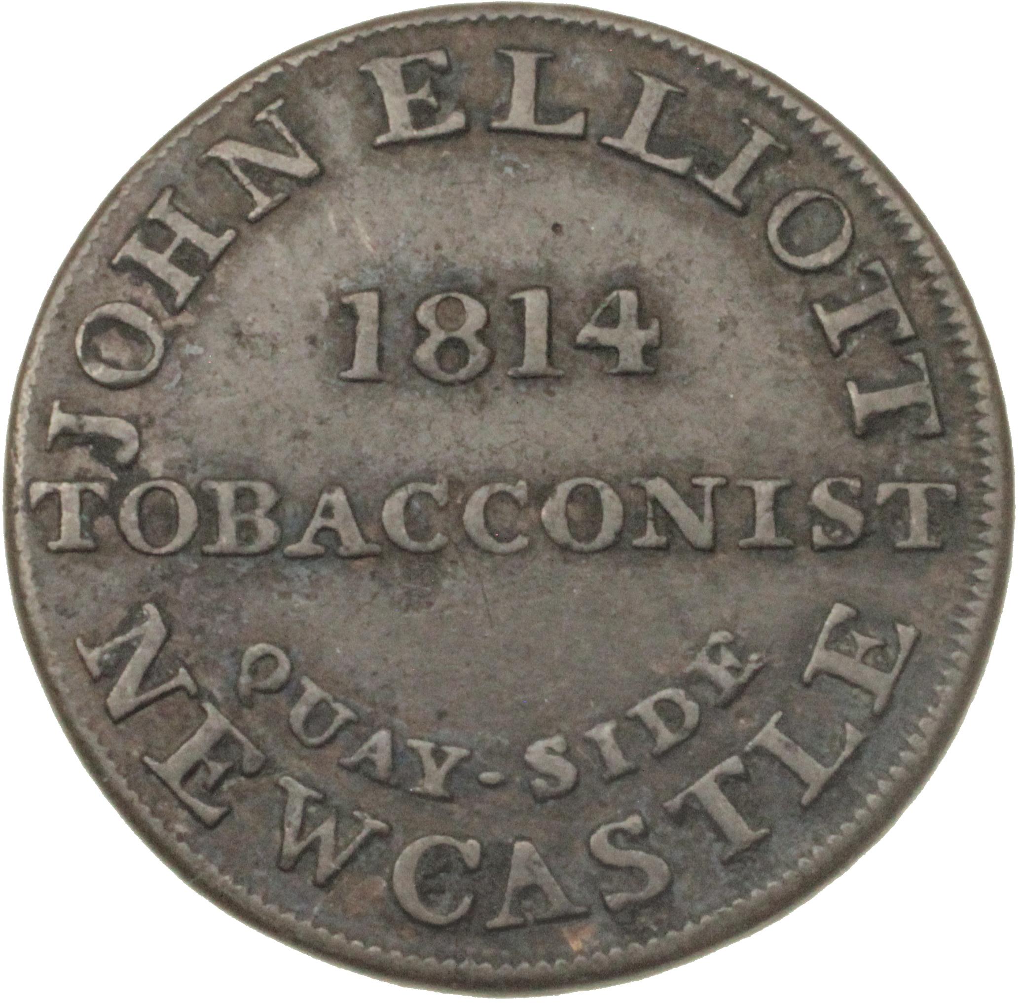 Newcastle, J Elliott, farthing token 1814.