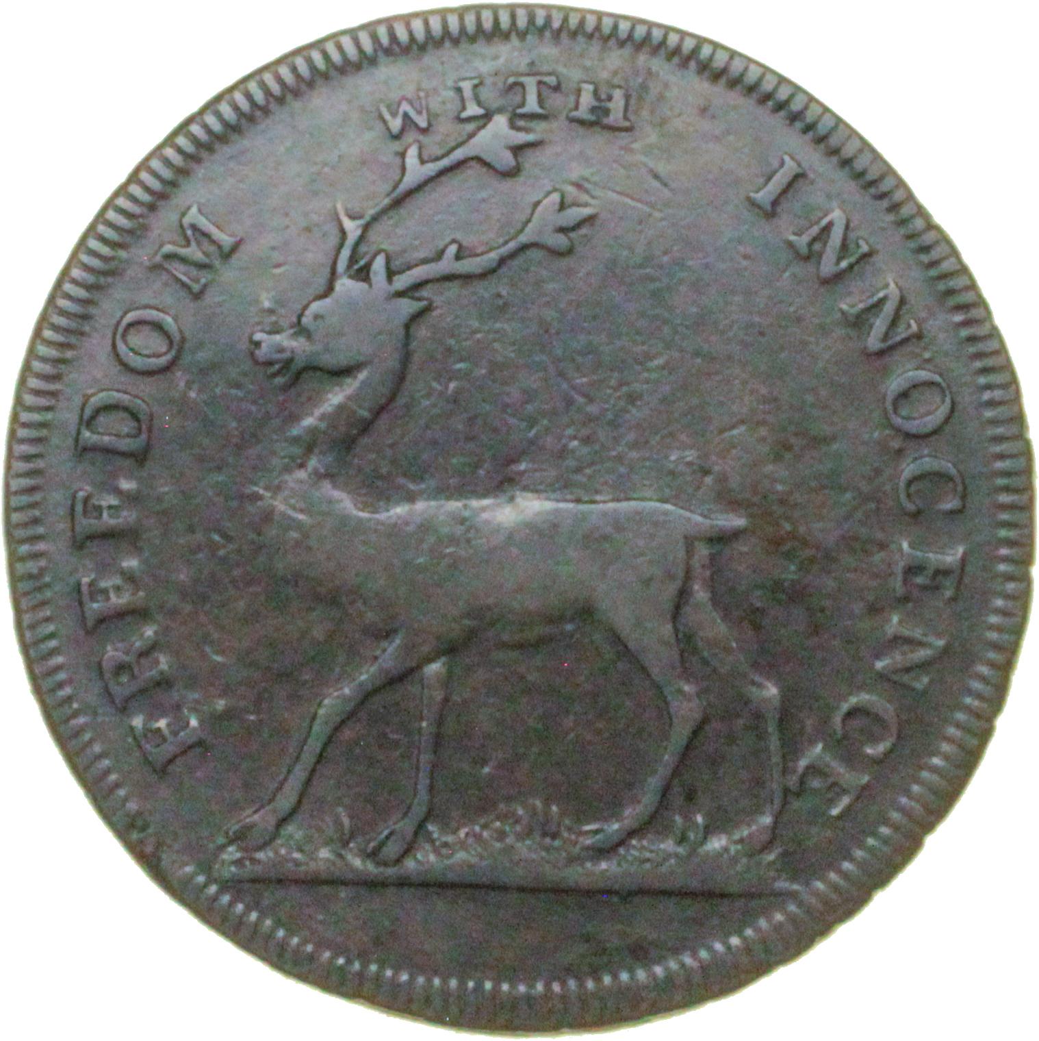 Middx., Stag halfpenny token 1797