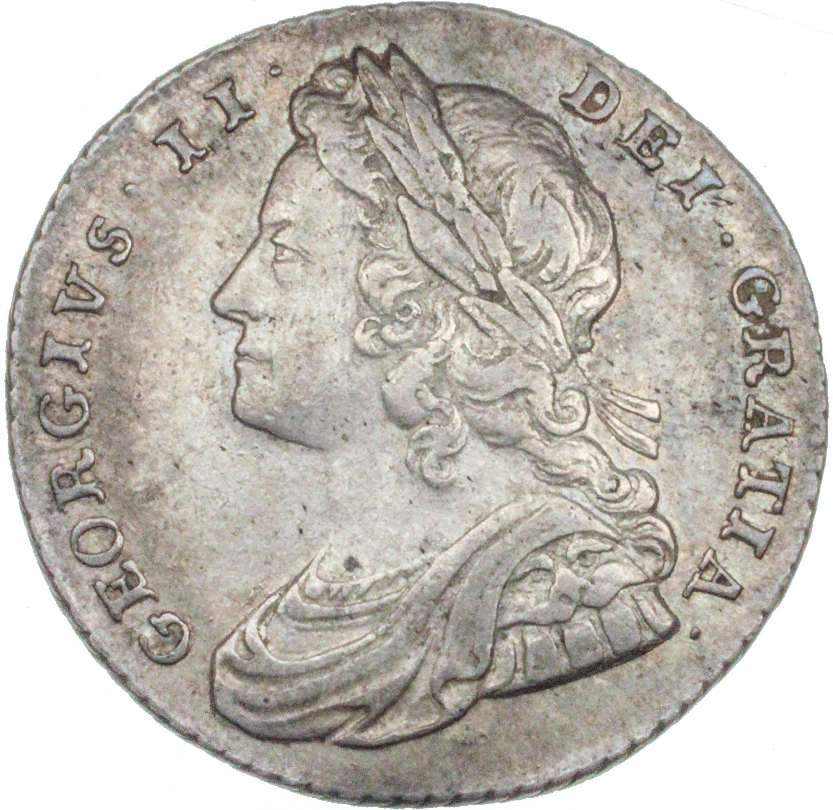 George II. Shilling 1731 Roses & Plumes