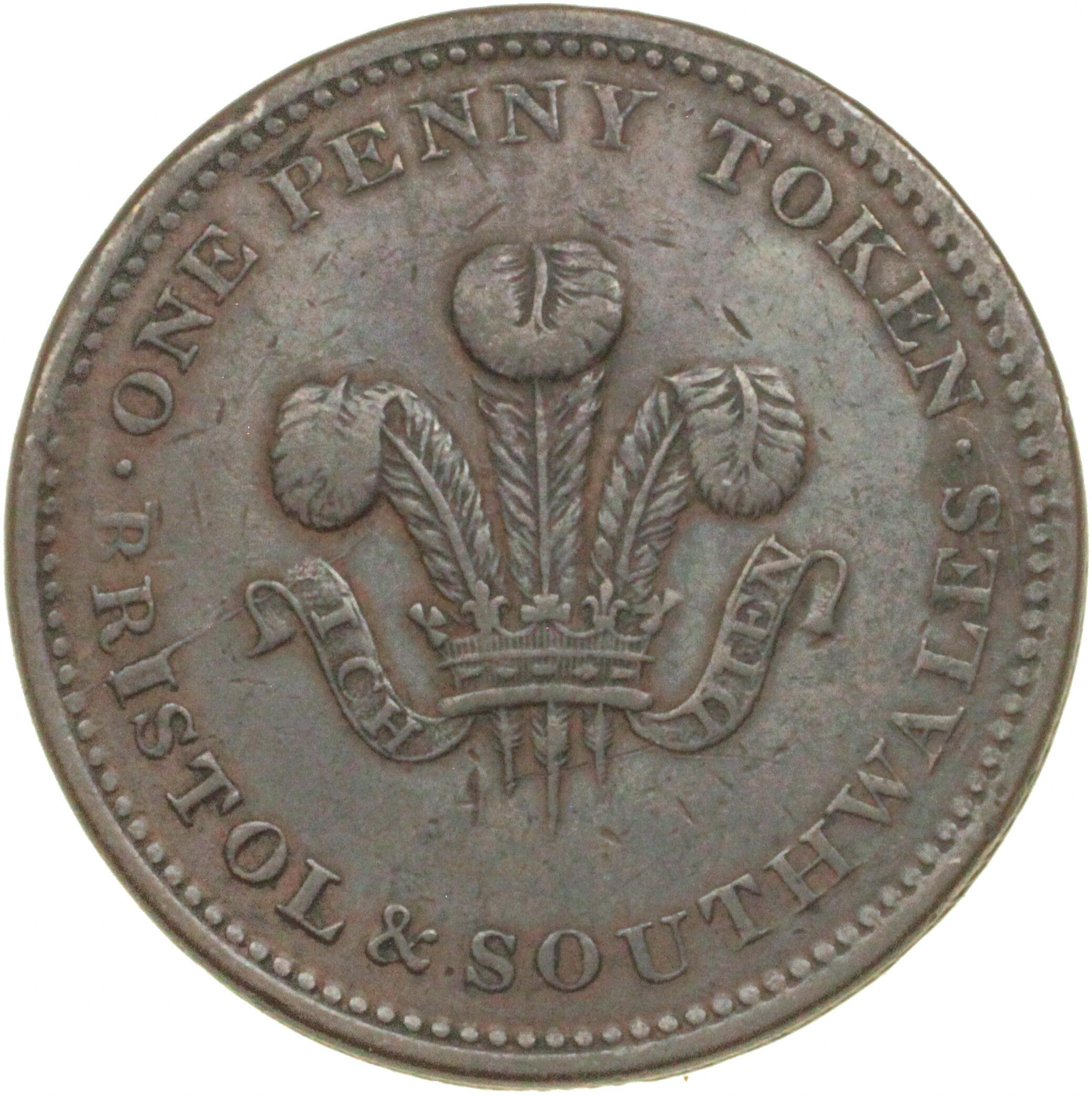 Bristol & South Wales. Penny token 1811.