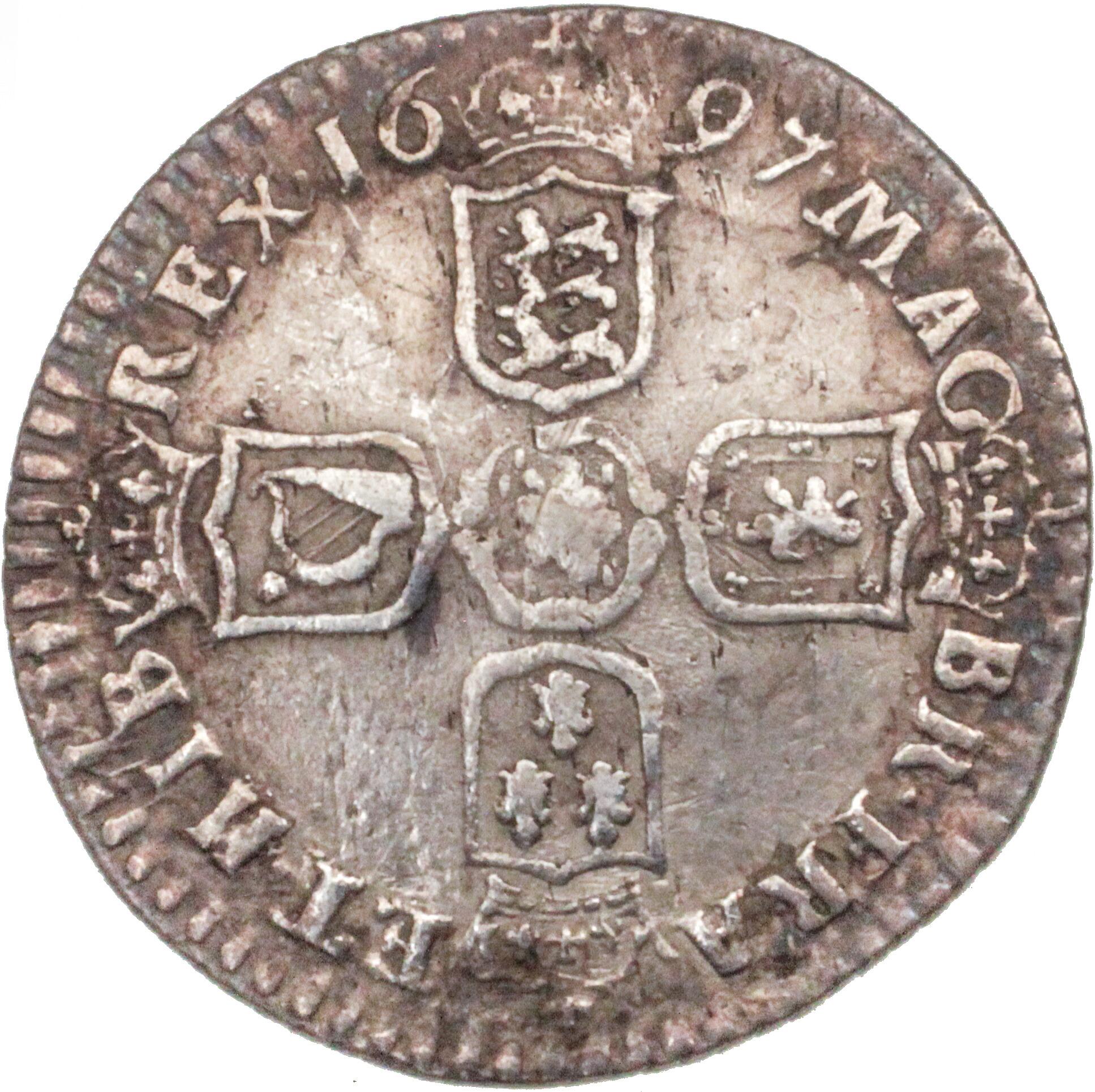 William III. Silver sixpence, 1697.