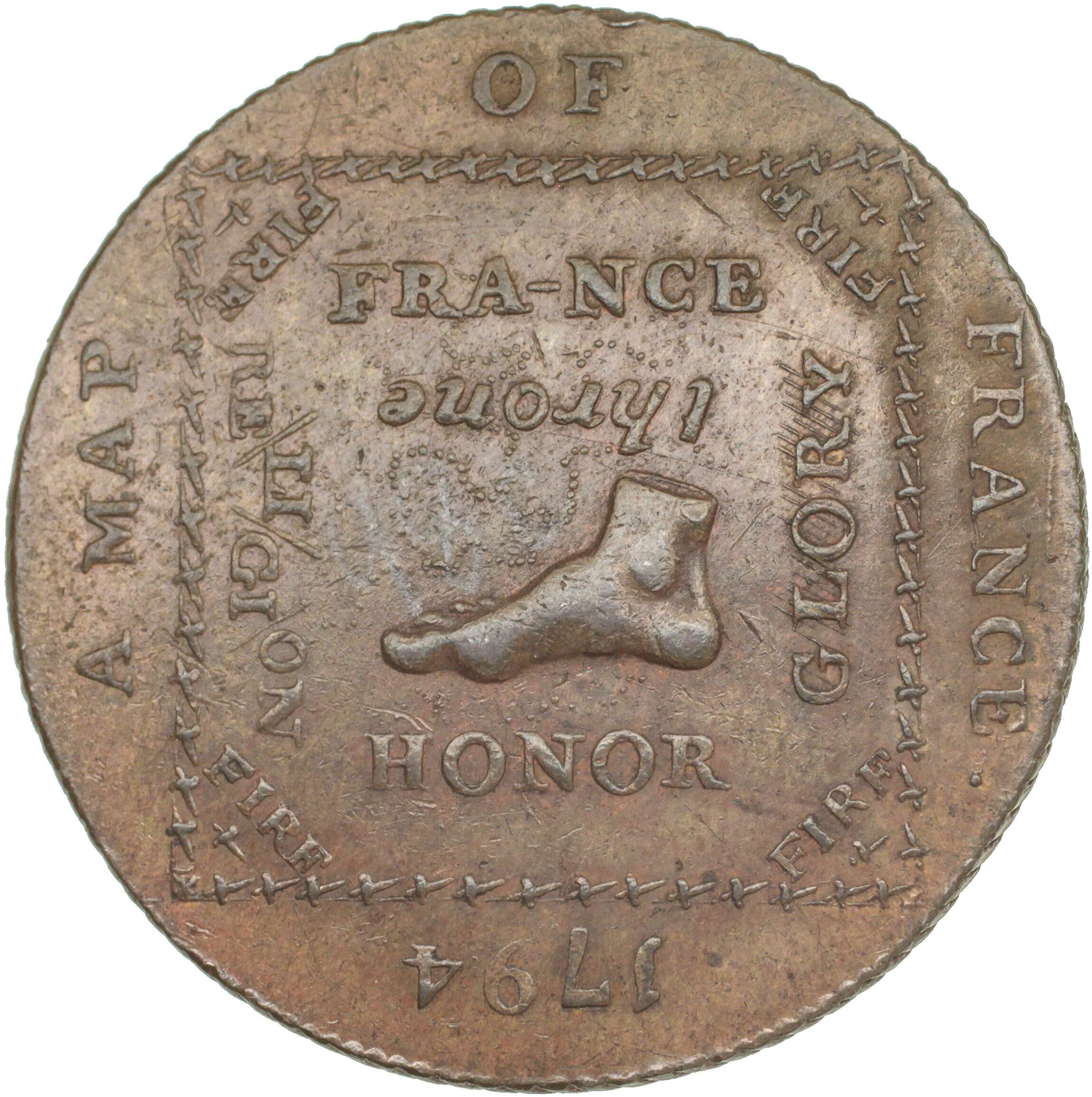 Middlesex, Political & Social Series. Copper halfpenny token. Map of ...