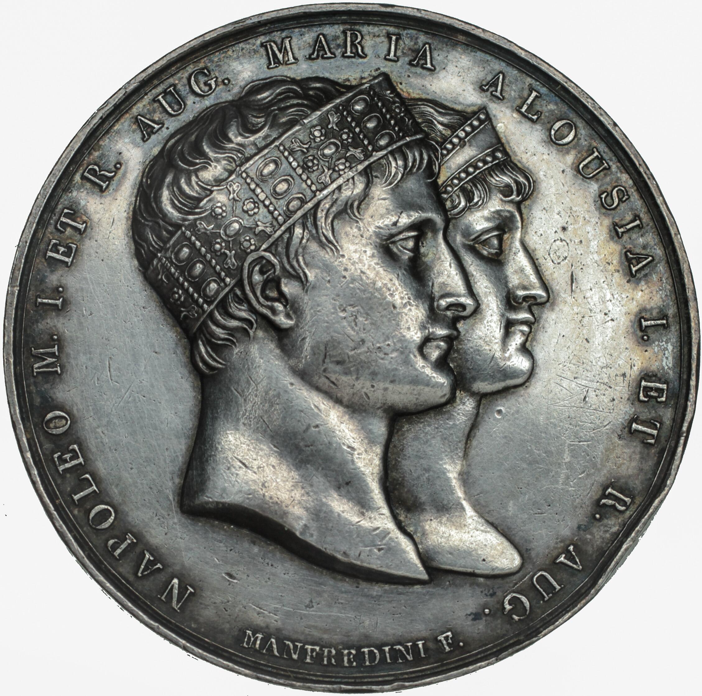 France, Napoleon, Marriage to Marie Louise, 1810, silver medal by L ...