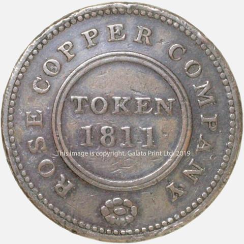 BIRMINGHAM & SWANSEA, Rose Copper Company, halfpenny Token, 1811.