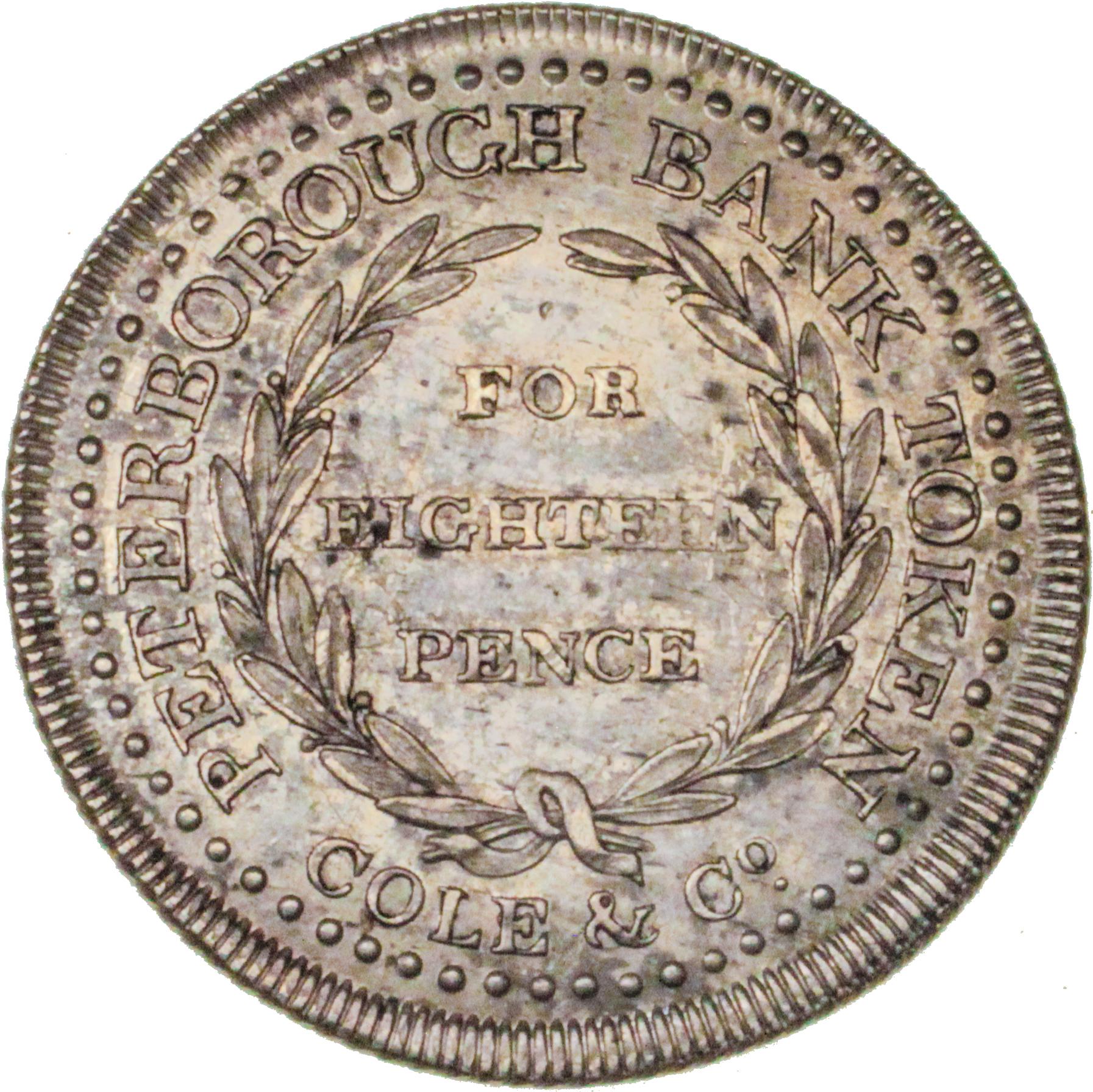 Northamptonshire, Peterborough, 18 pence token, 1811.