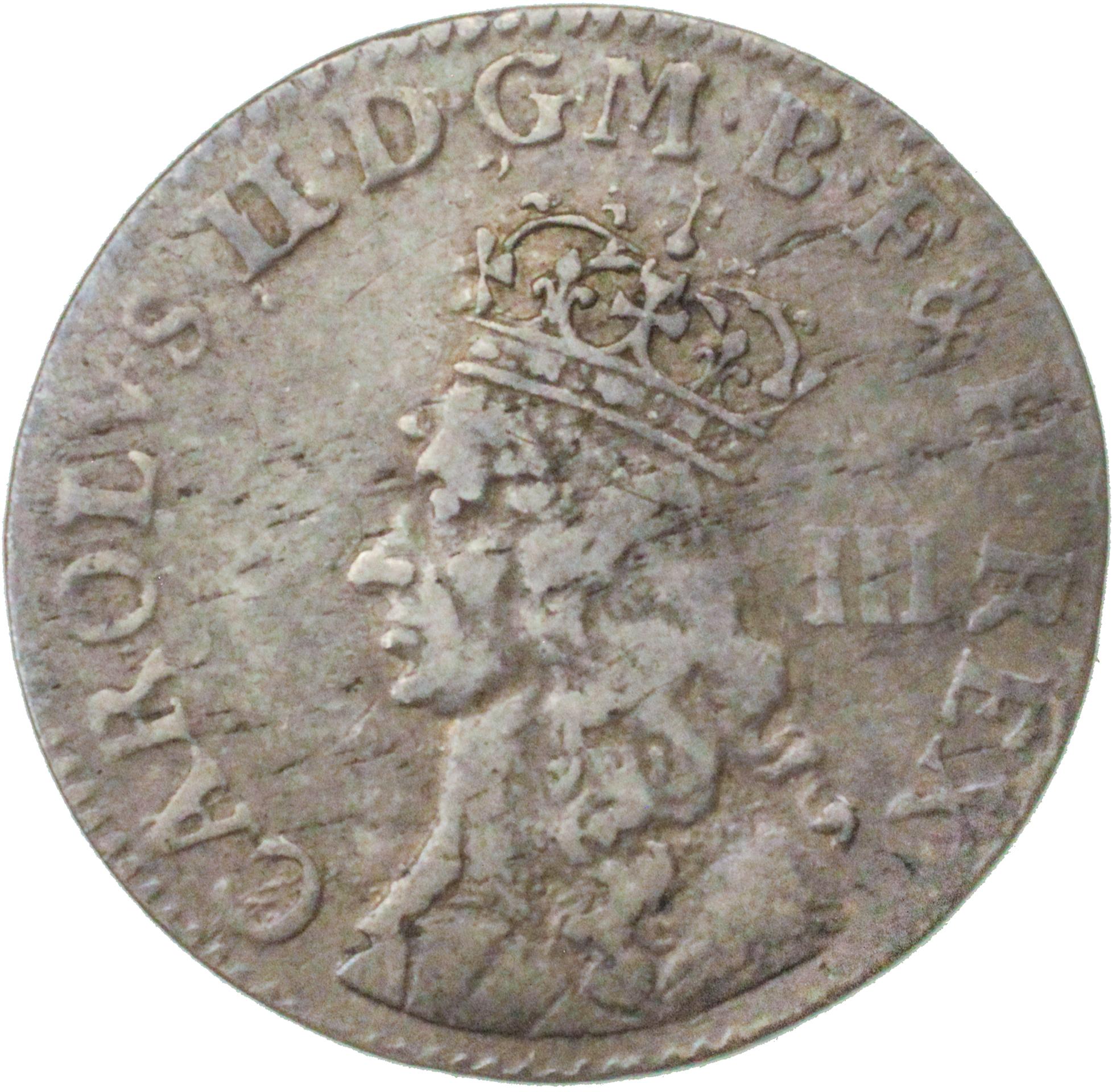 Charles II, silver threepence, undated.