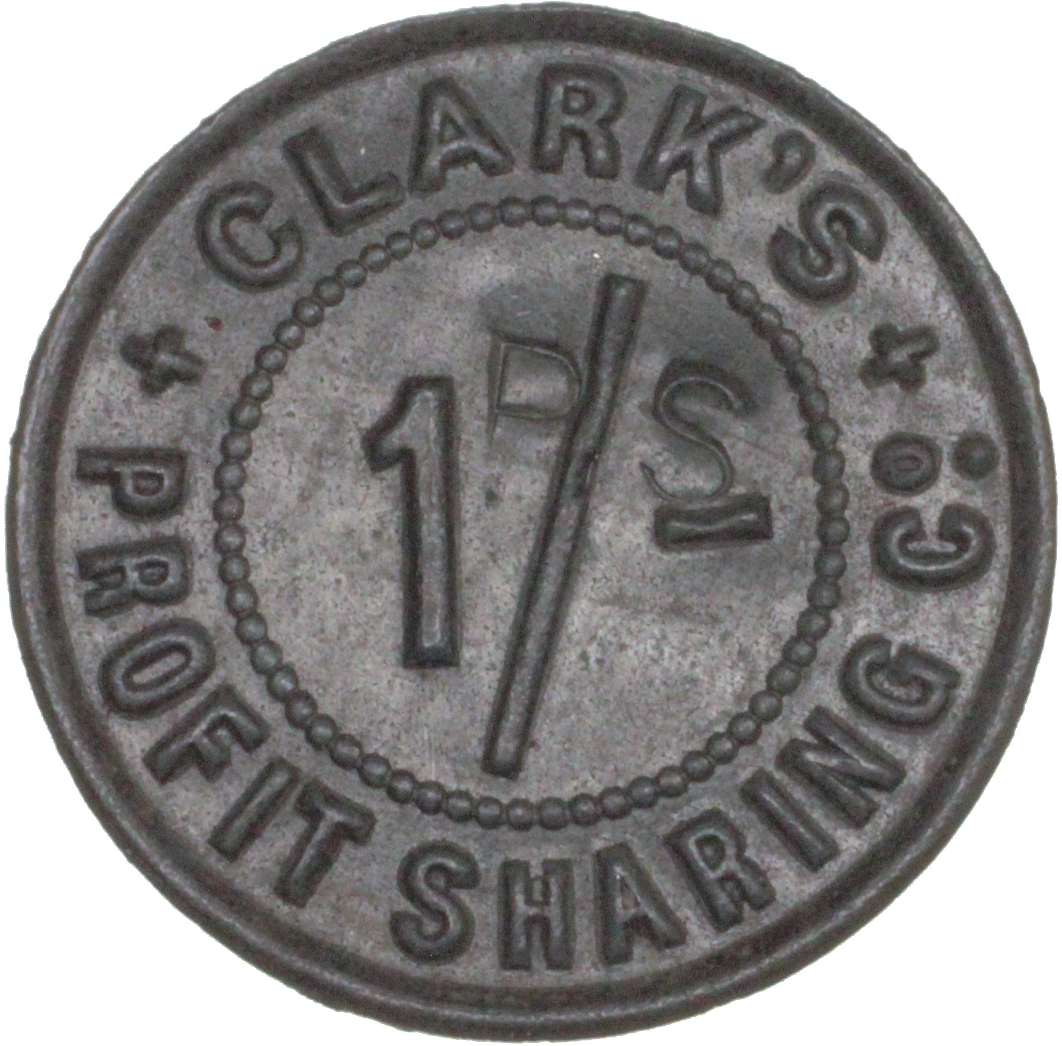 Clark's Profit Sharing Co. 1 shilling token.
