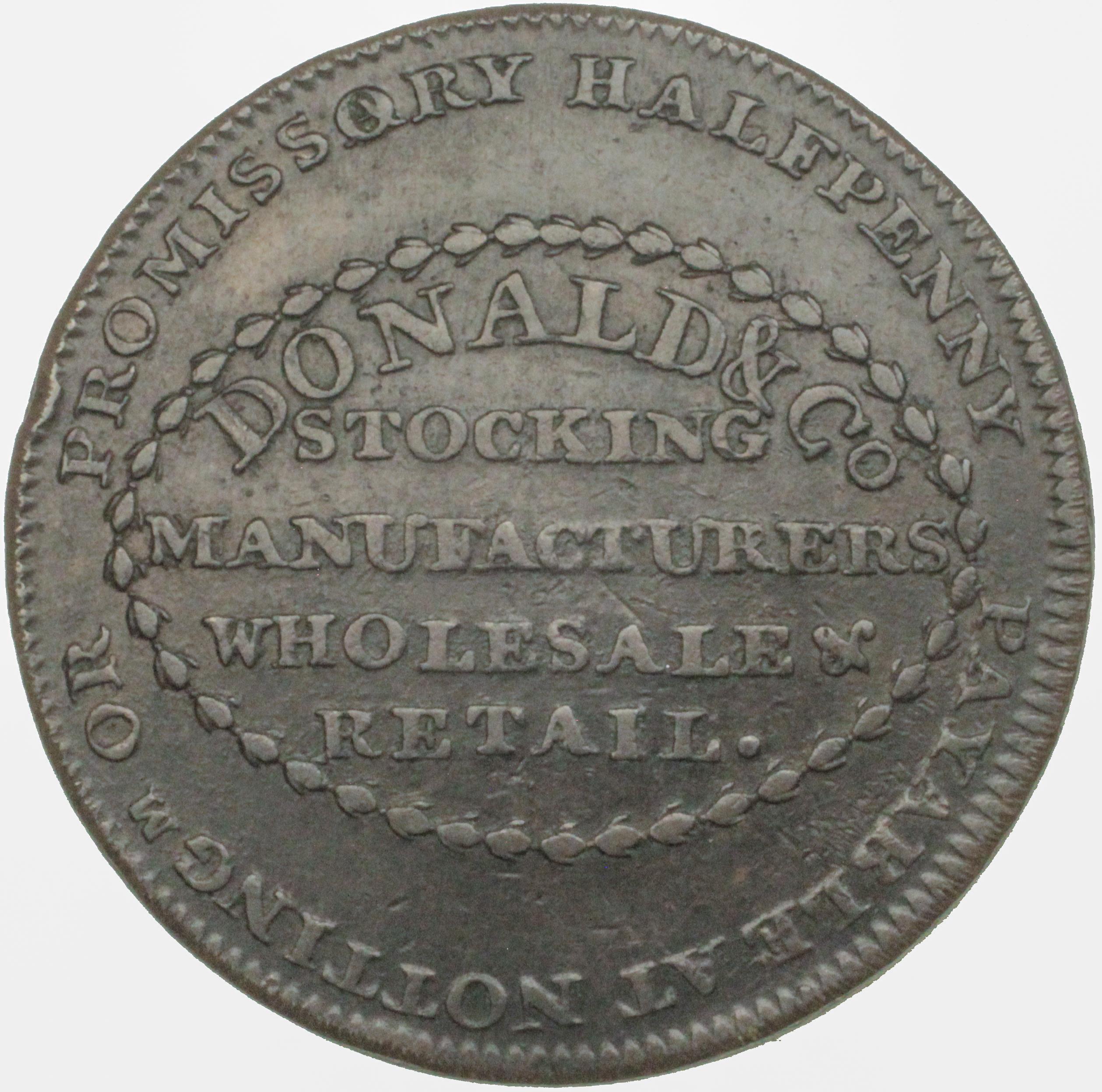 Nottingham, Donald & Co. Halfpenny token, 1792