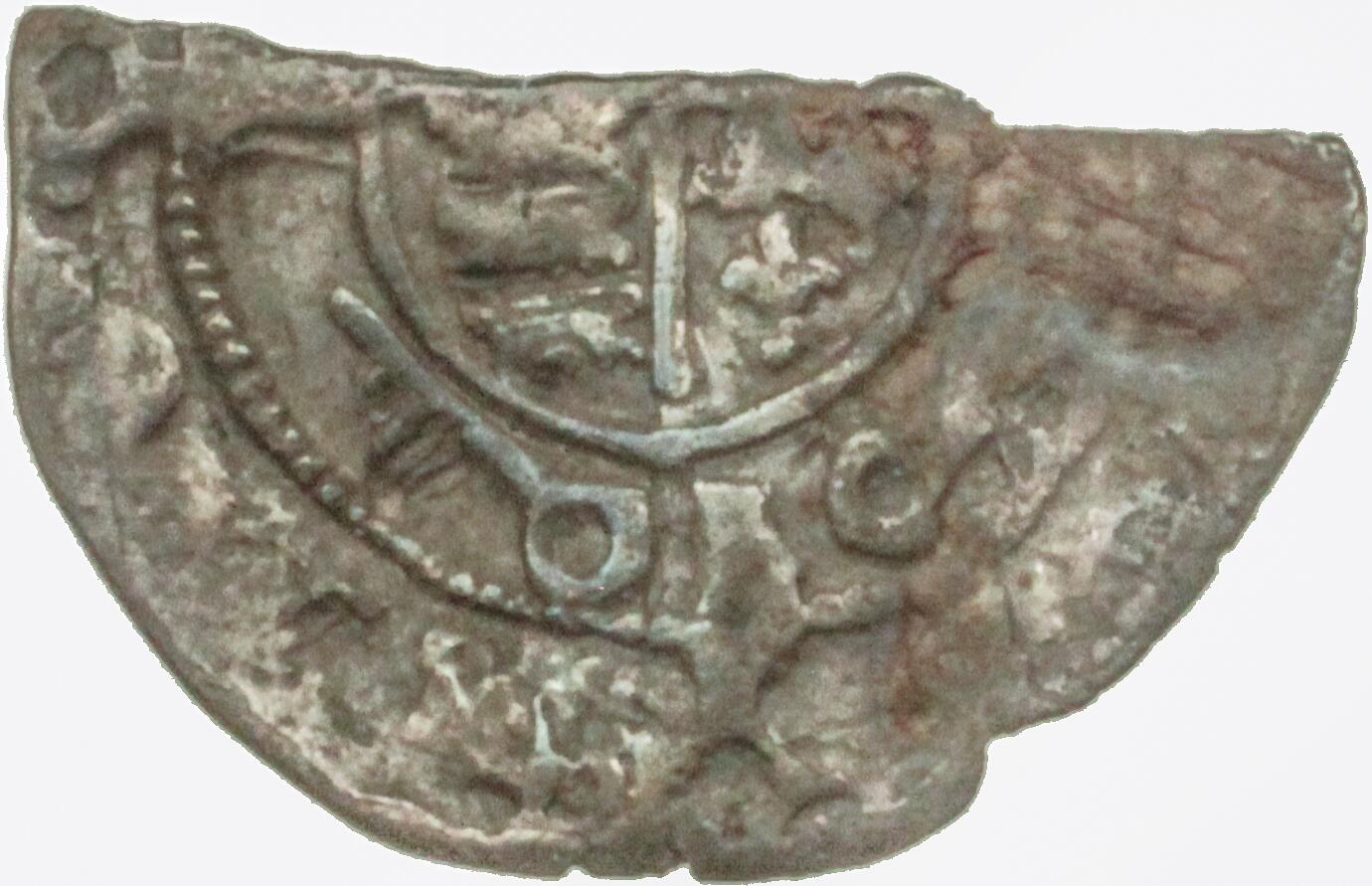 Henry VII, 1485-1509. Sovereign type penny of York. Cut Halfpenny