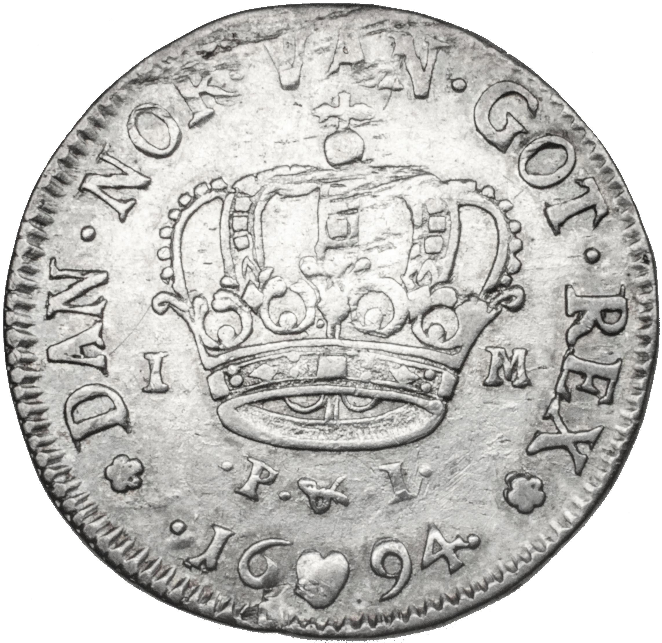 Denmark, Christian V, 1 mark. 1694