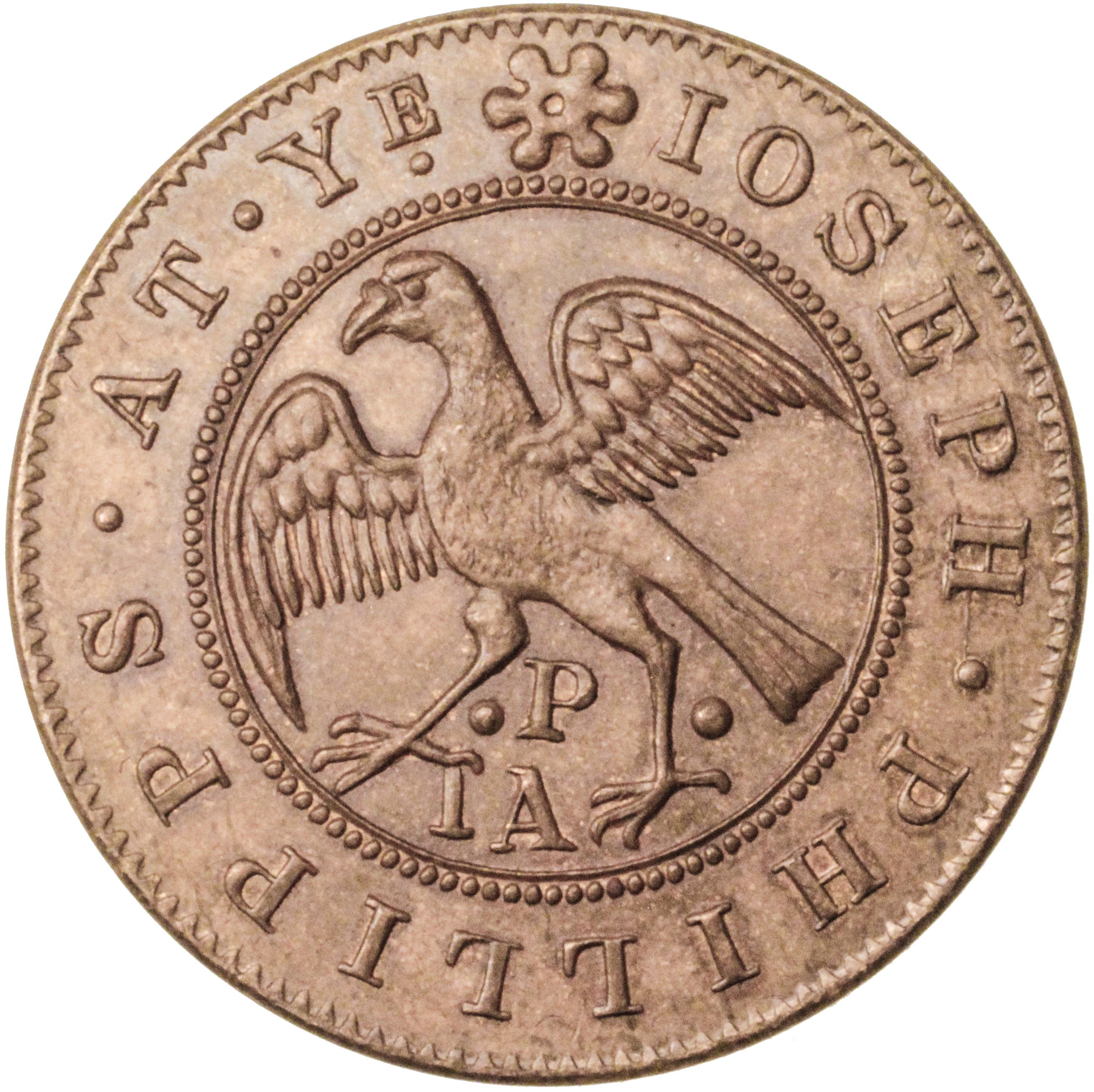 Replica of Stratford token. Joseph Phillipps, the Falcon.