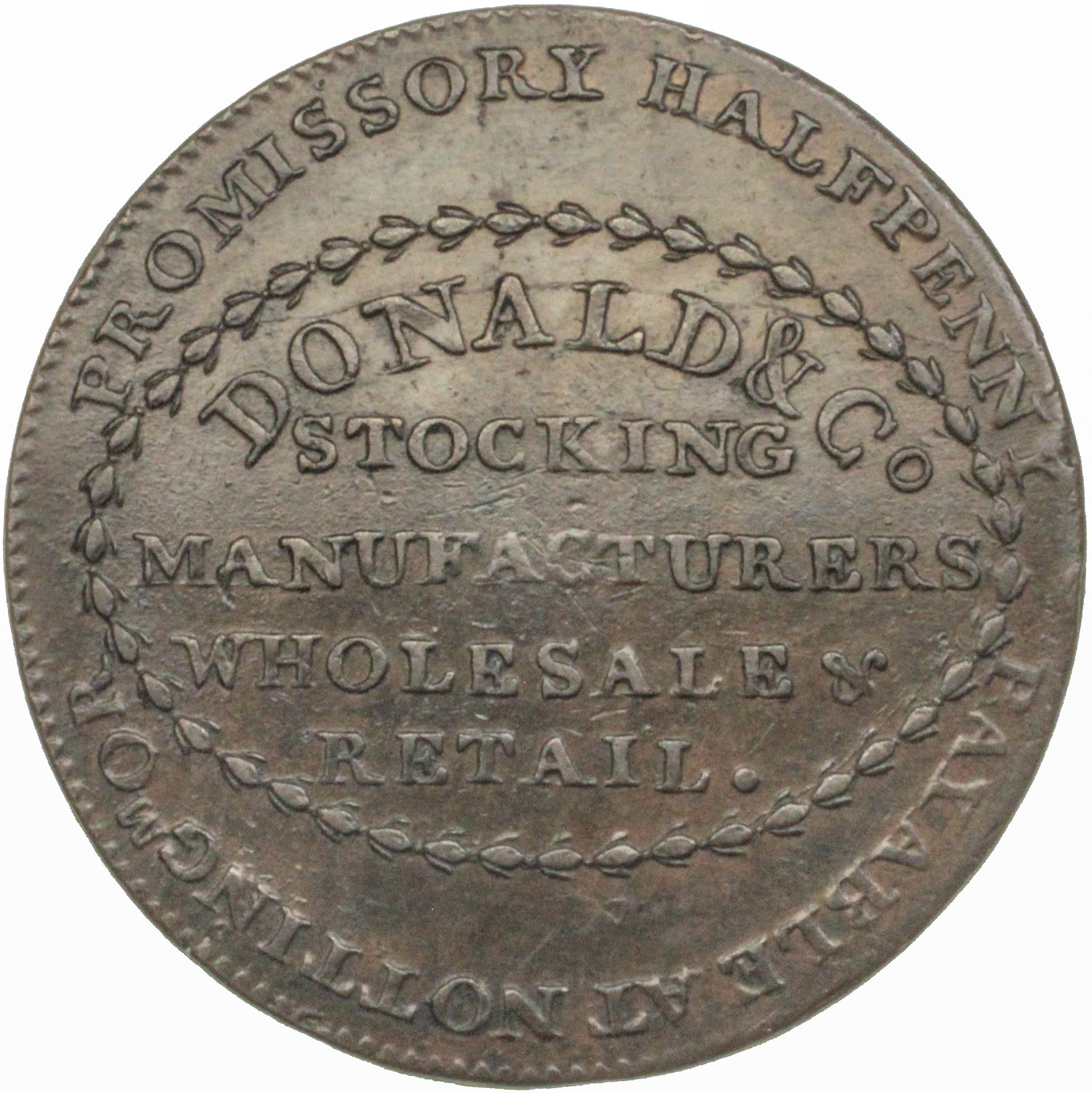 Nottingham, Donald & Co. Halfpenny token, 1792