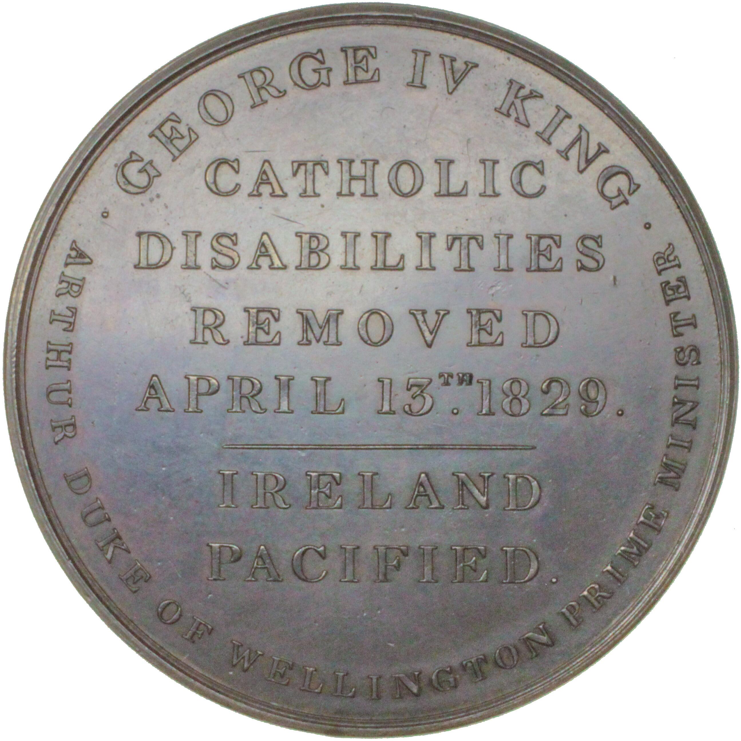 George IV. Catholic Emancipation act, 1829. Duke of Wellington.