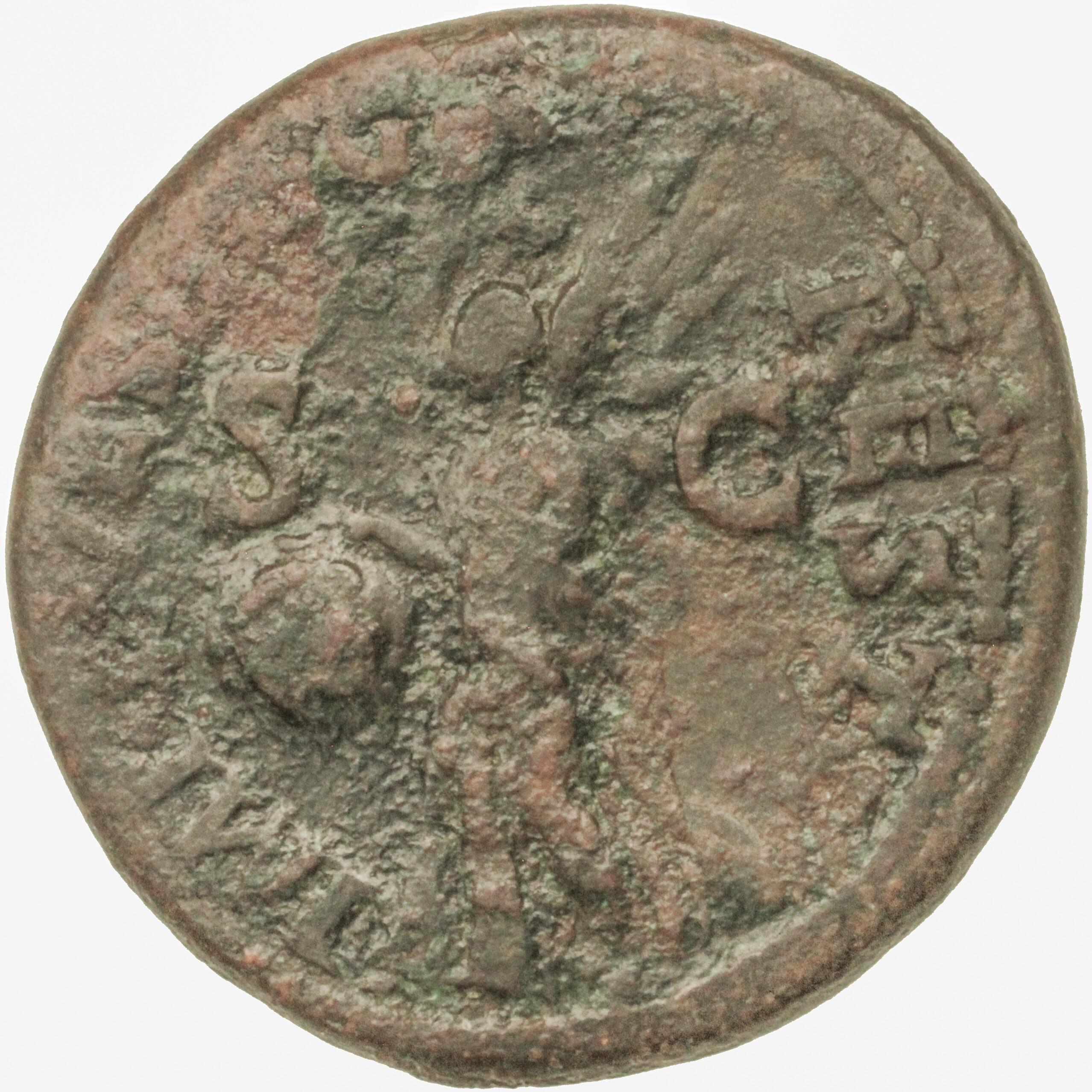 Divus Augustus, dupondius, restoration by Titus