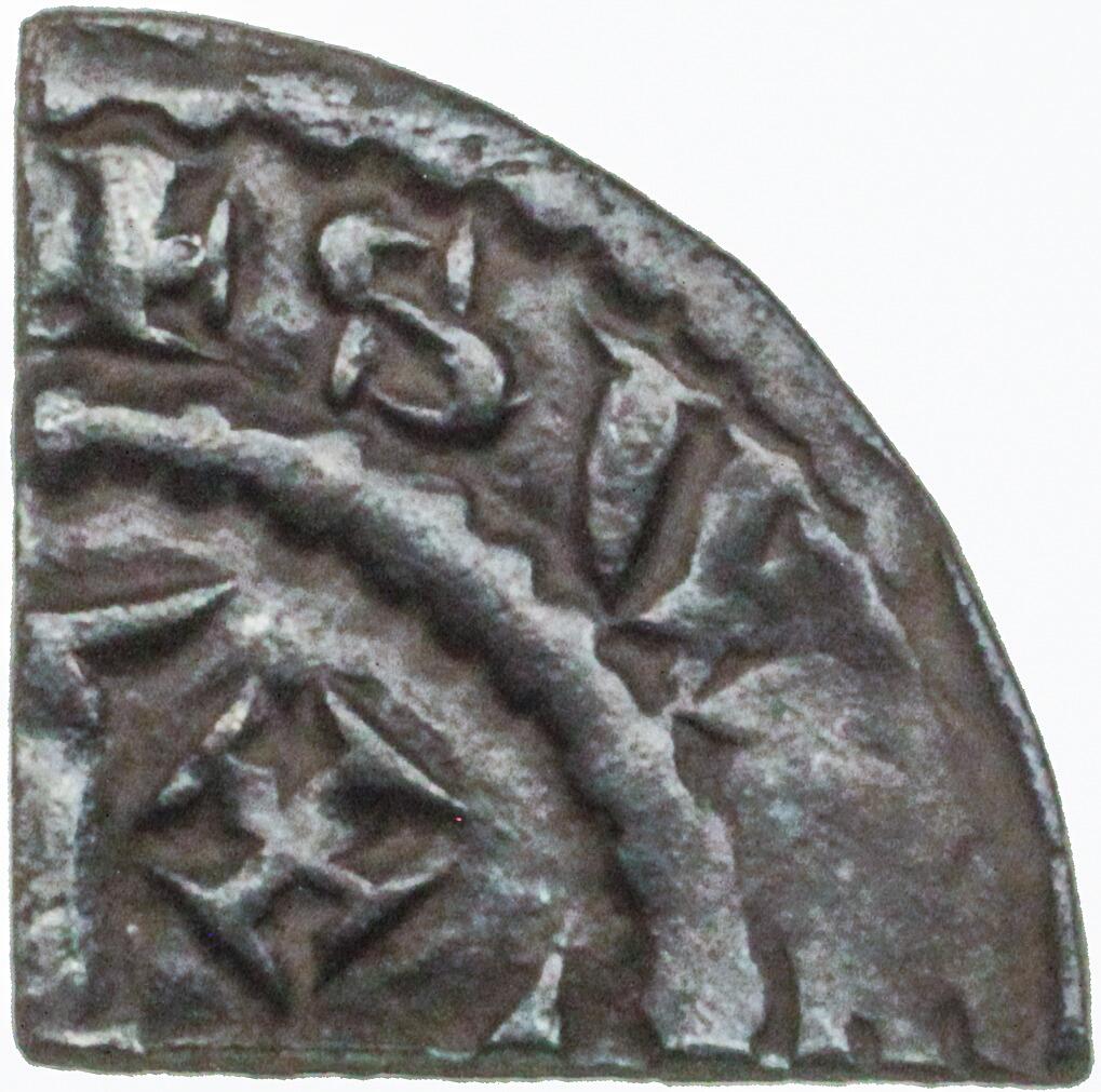 Henry II, 1154-89. Cross and crosslets, Class A2, cut farthing of London.