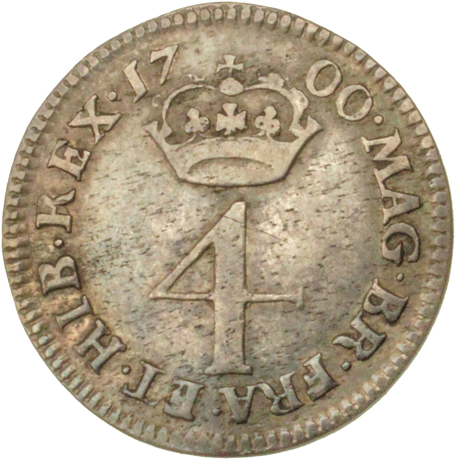 William III. Silver groat, 1700.