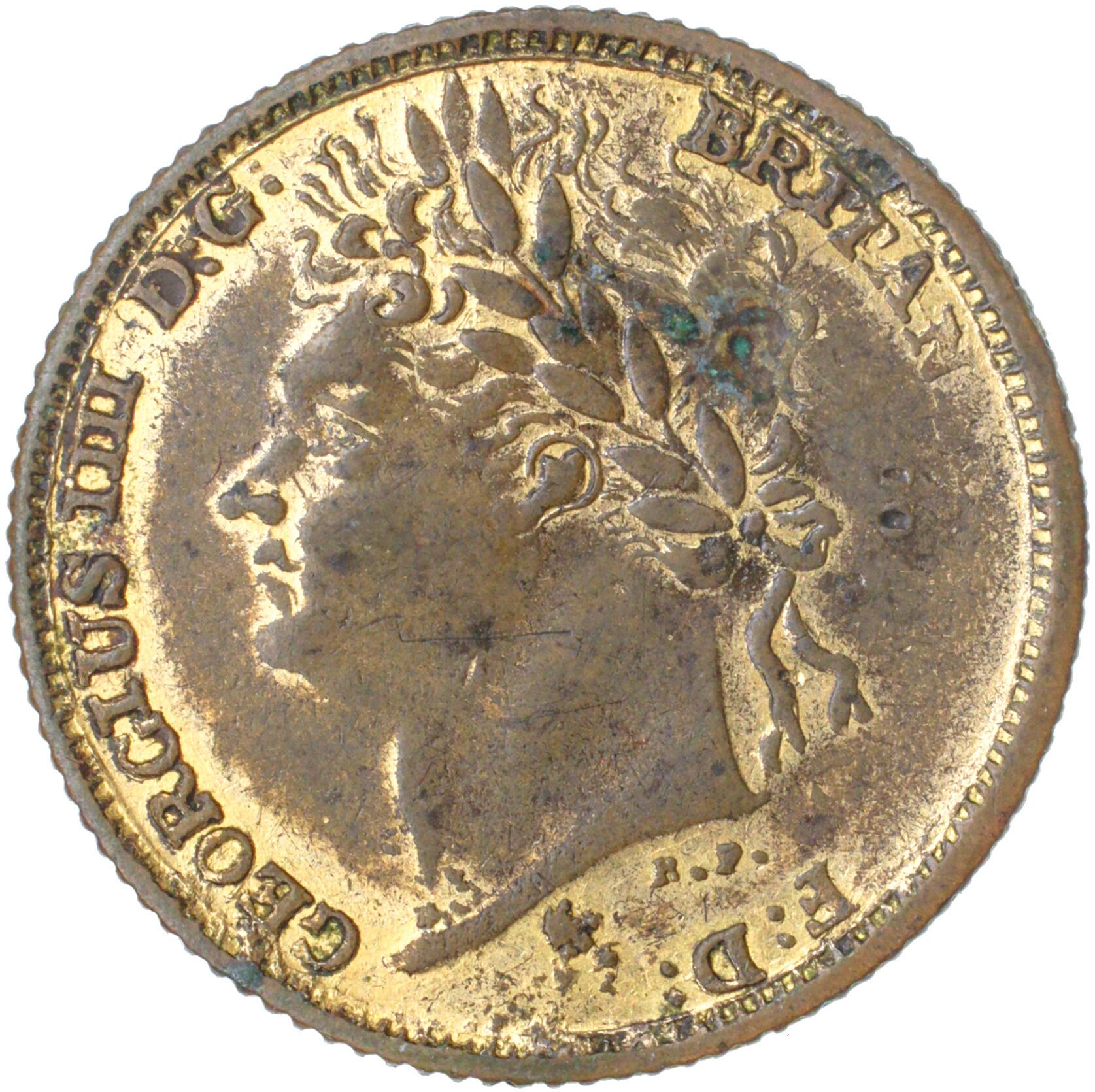 George IV, 1820-30. Contemporary counterfeit of Half Sovereign, 2nd ...