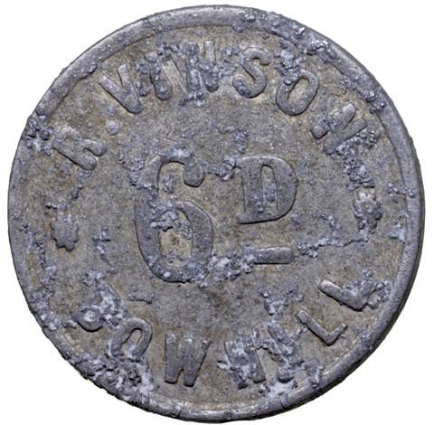 BOWHILL (Kent) Fruit pickers token, 6d