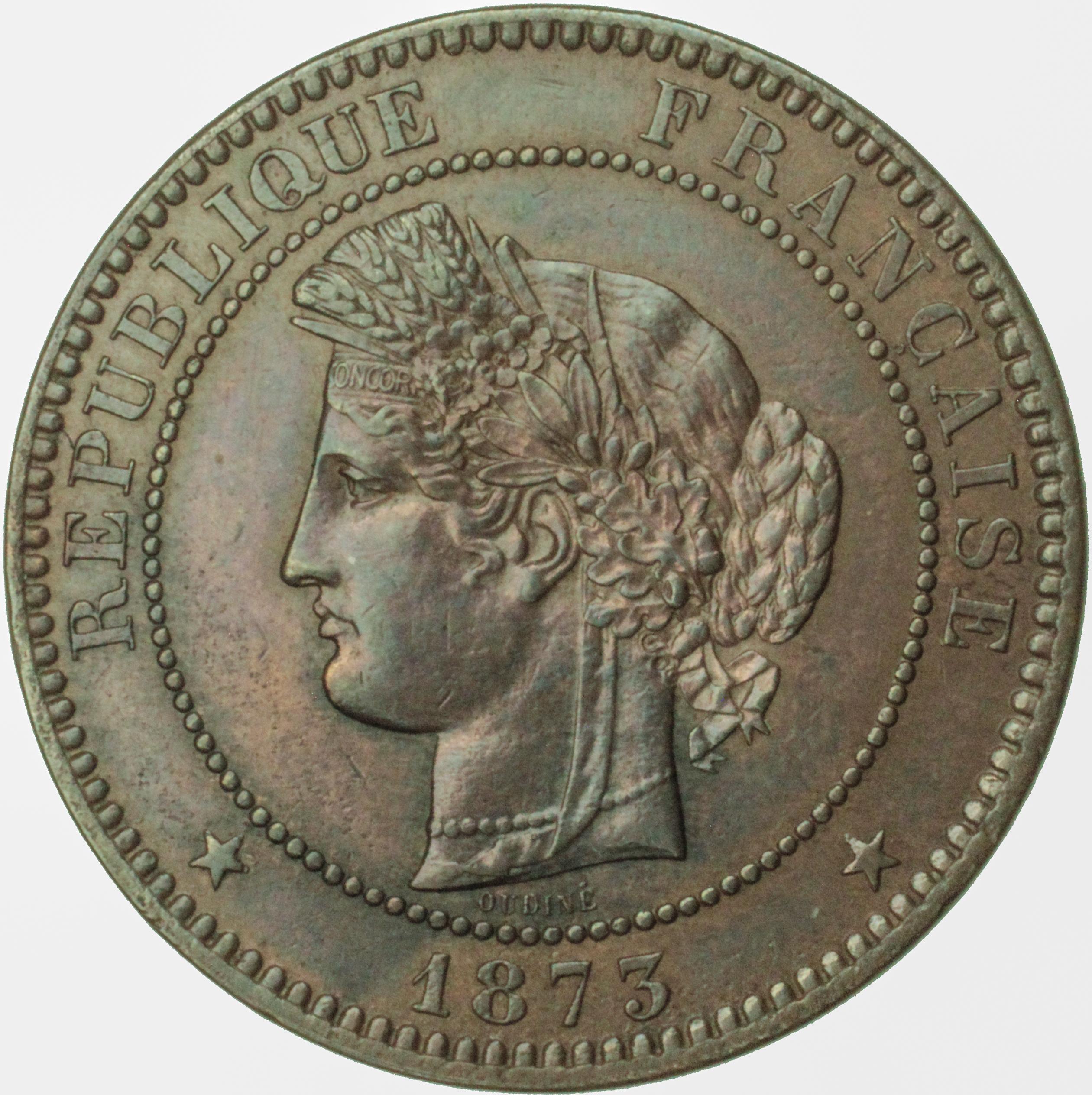 France, 10 centimes, 1873 K