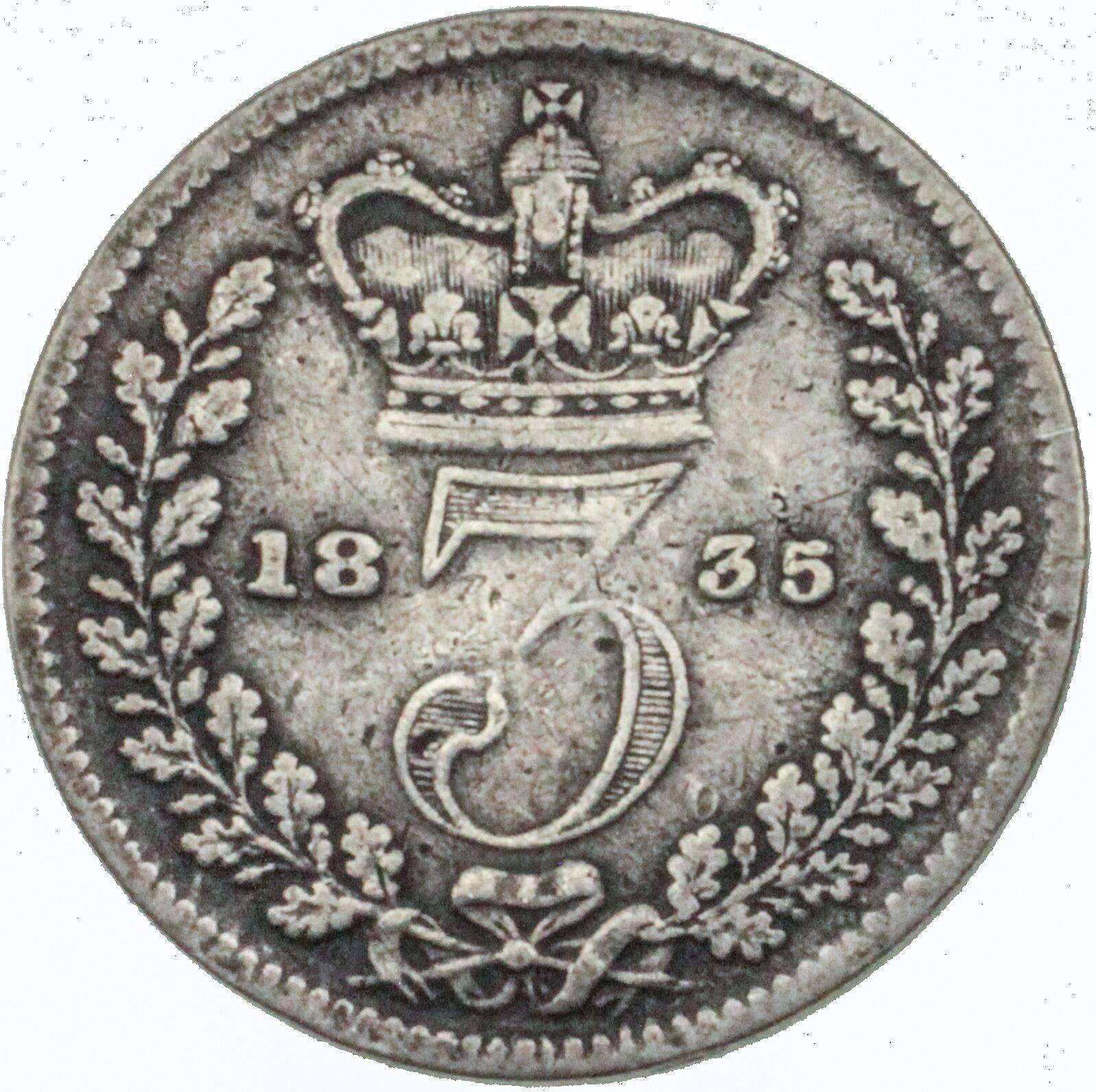 William IV. Silver threepence 1835.