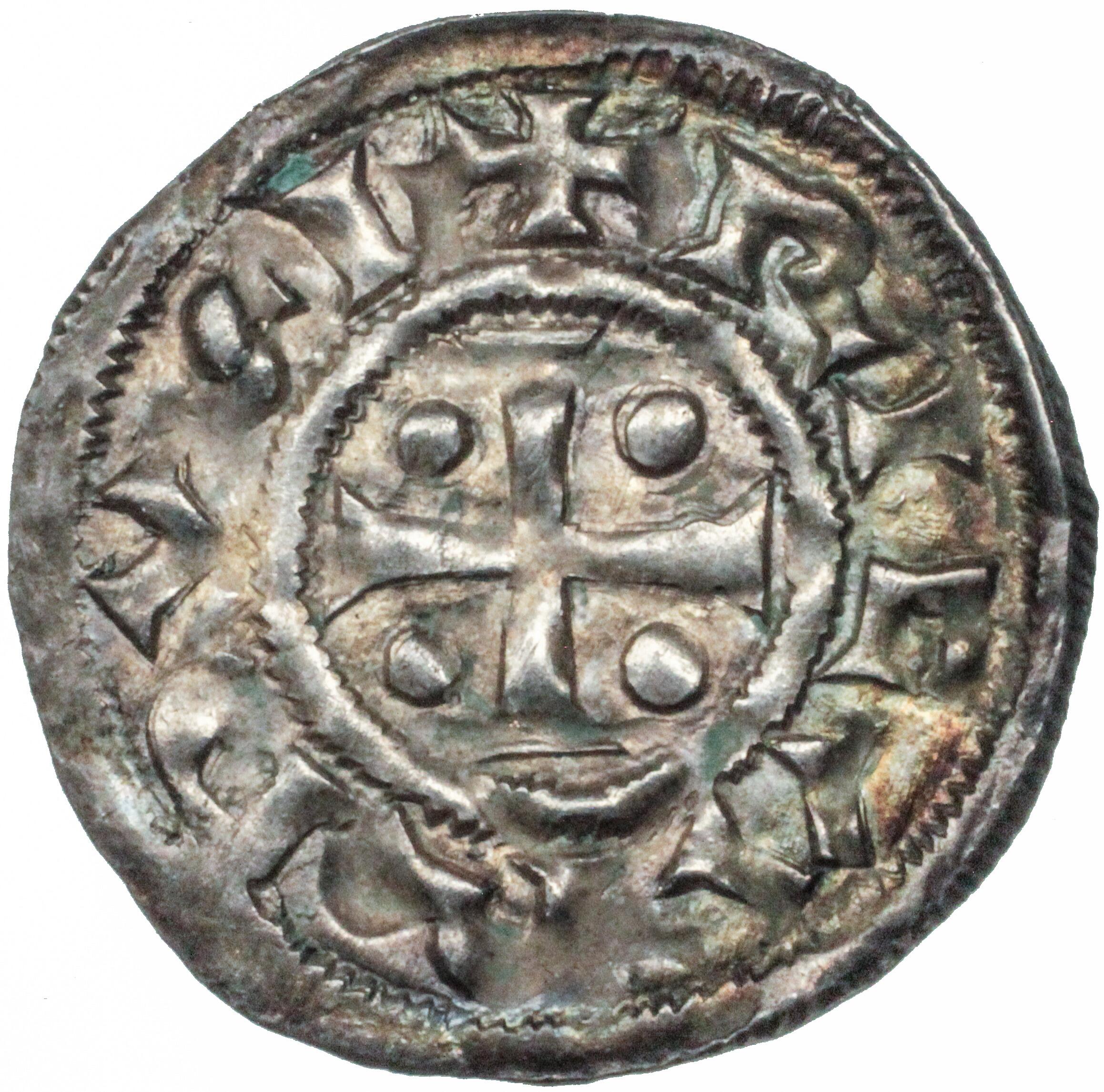 France, Normandy, Rouen, Richard I, 942-996. Silver denier.