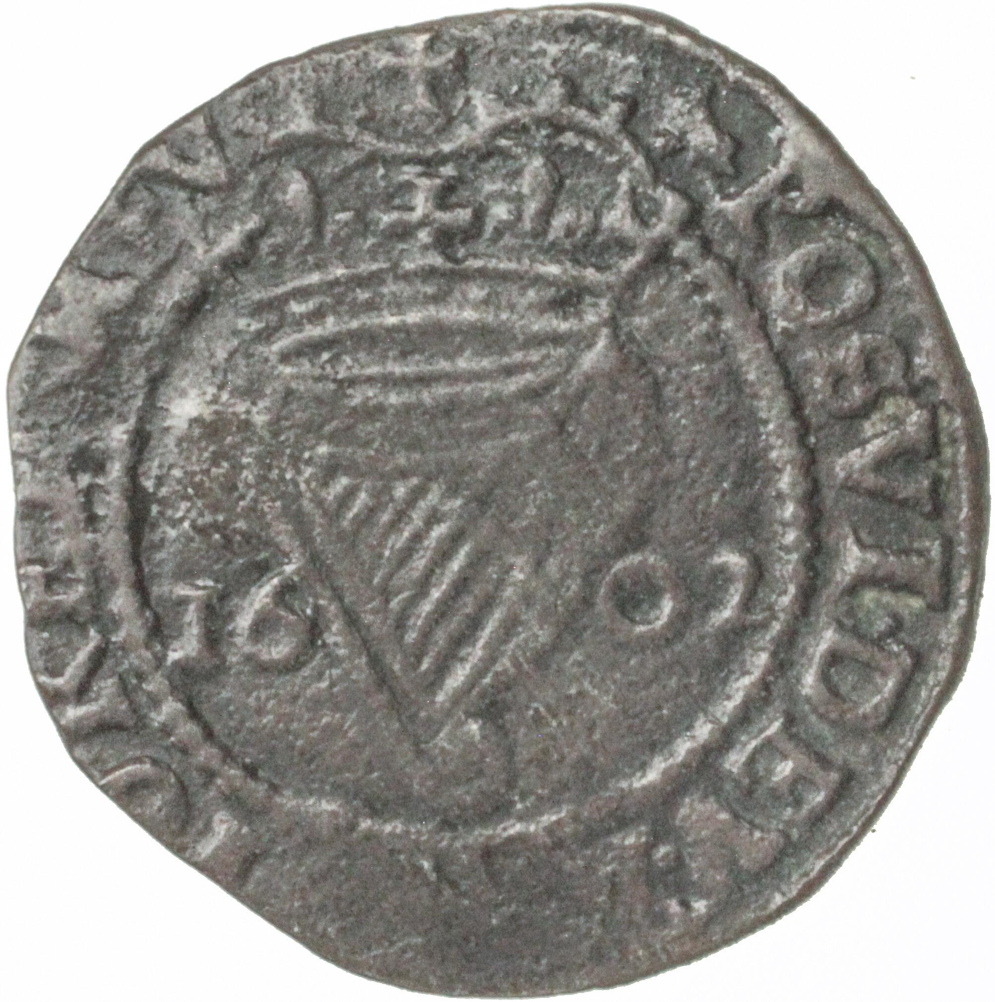 Ireland, Elizabeth I, copper (billon ?) penny 1602, i.m. martlet.