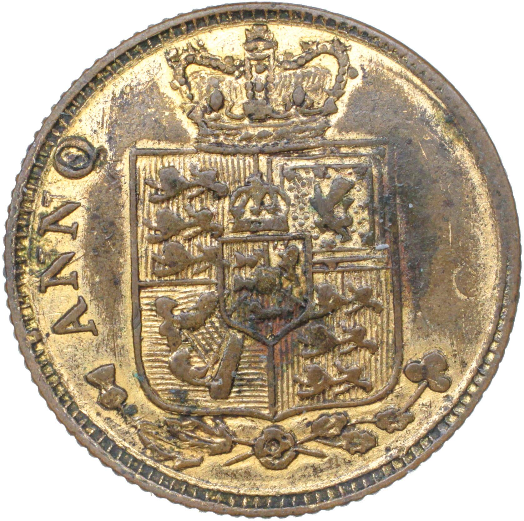 George IV, 1820-30. Contemporary counterfeit of Half Sovereign, 2nd ...