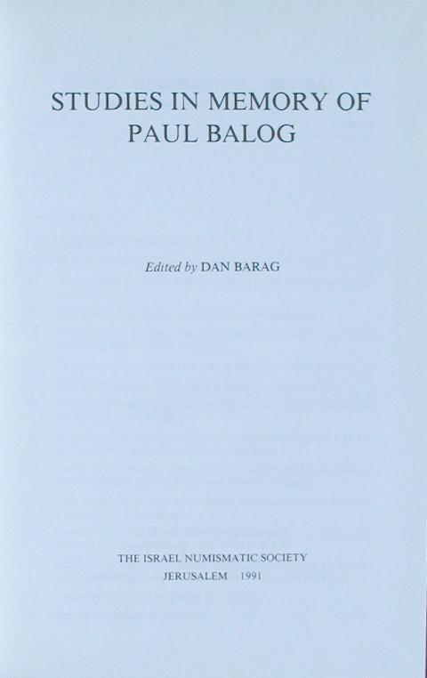 Studies in Memory of Paul Balog