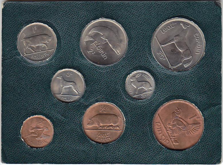 Ireland type set of 8 coins. Farthing to halfcrown.