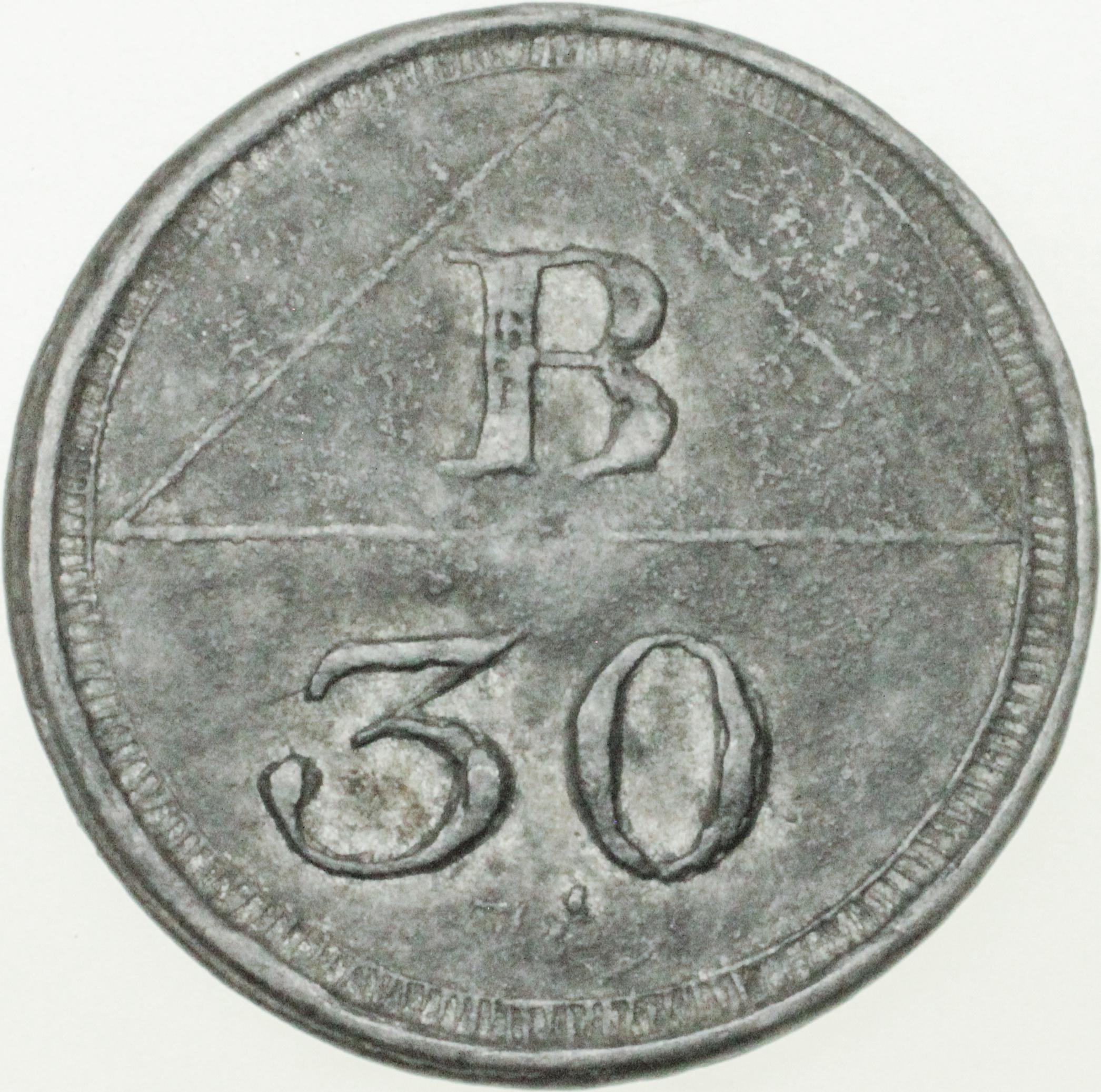 Hop Token. Nicholas Bishop. 30 Bushels Thorden Farm, Rolvenden,