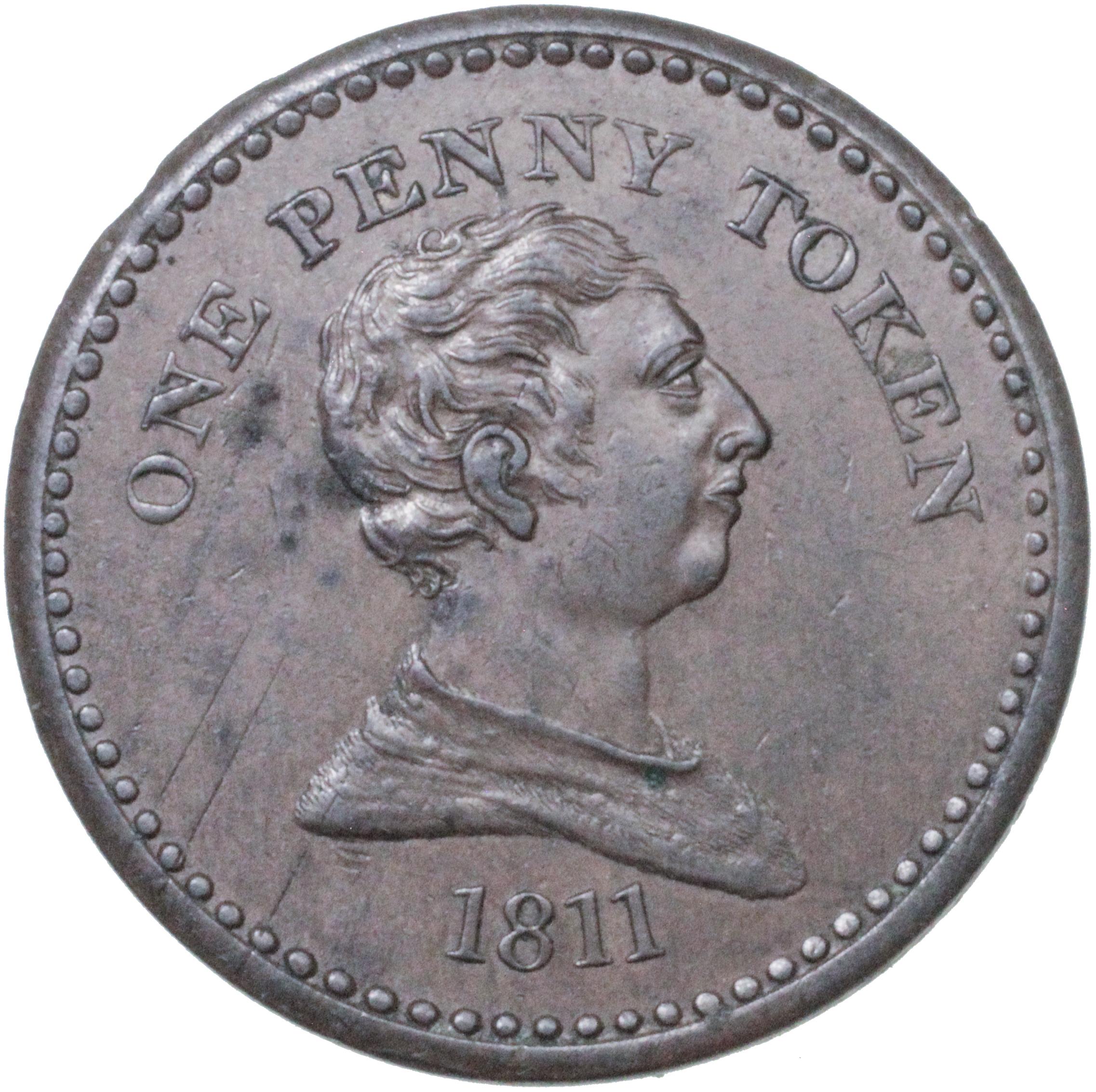 BRISTOL. Anonymous City issue, Penny token 1811. W 416.