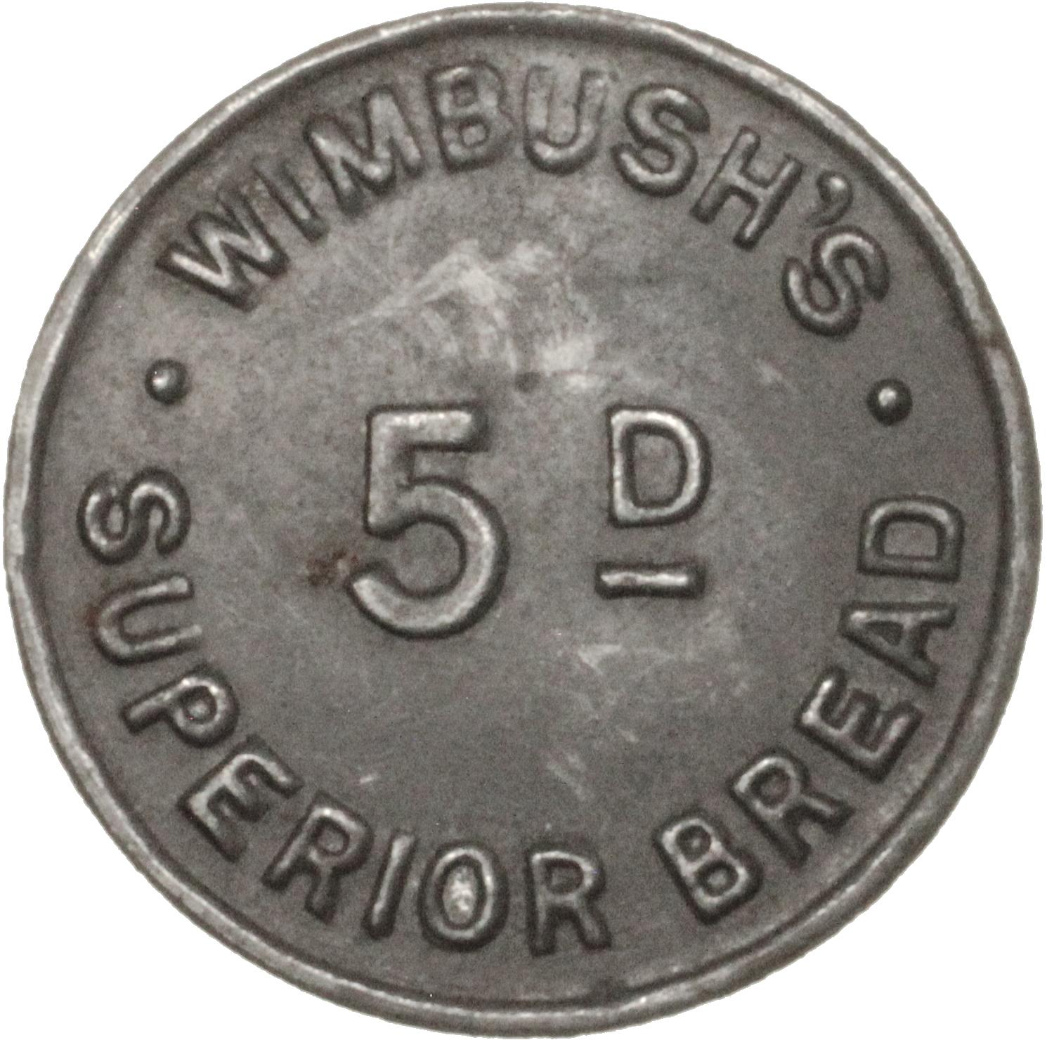 Birmingham, WIMBUSH. Bread token 5d.