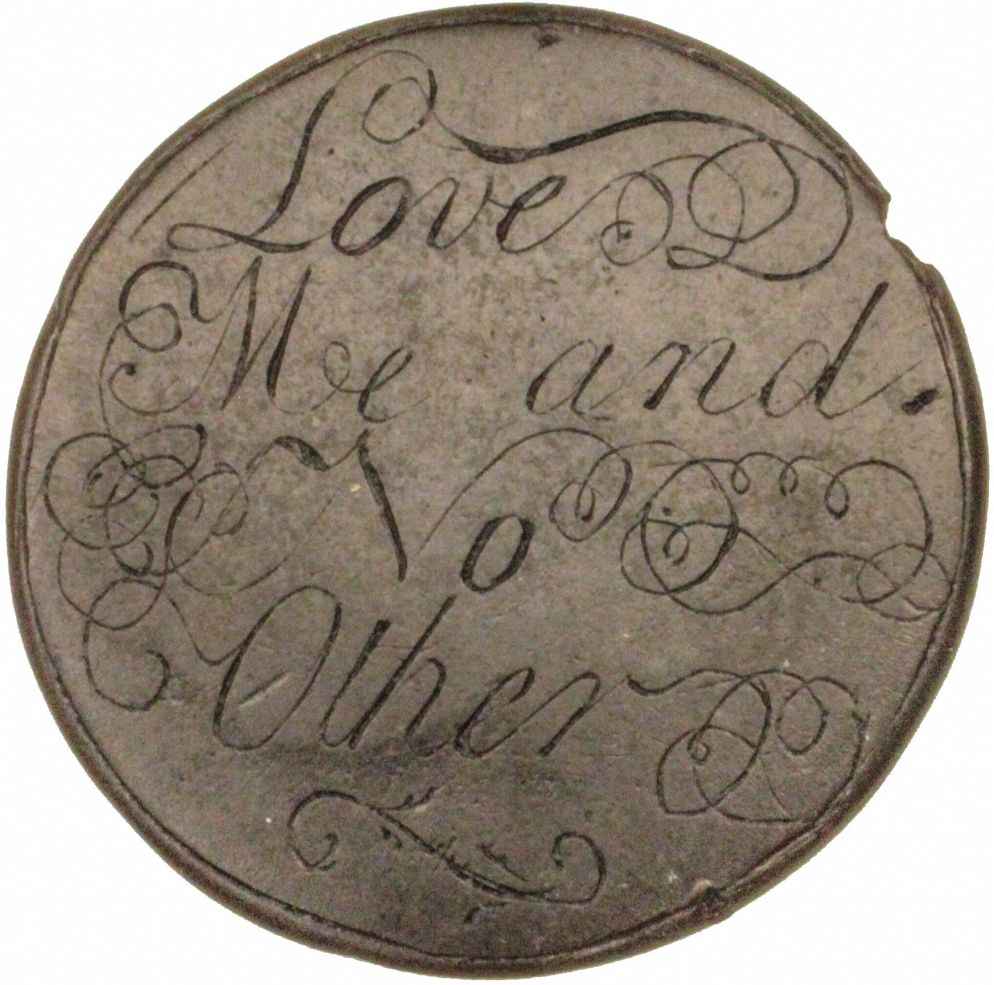 Engraved coin. Love Token