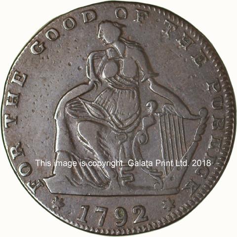 IRELAND. DUBLIN or Swords. Halfpenny token, 1794. W H Co.