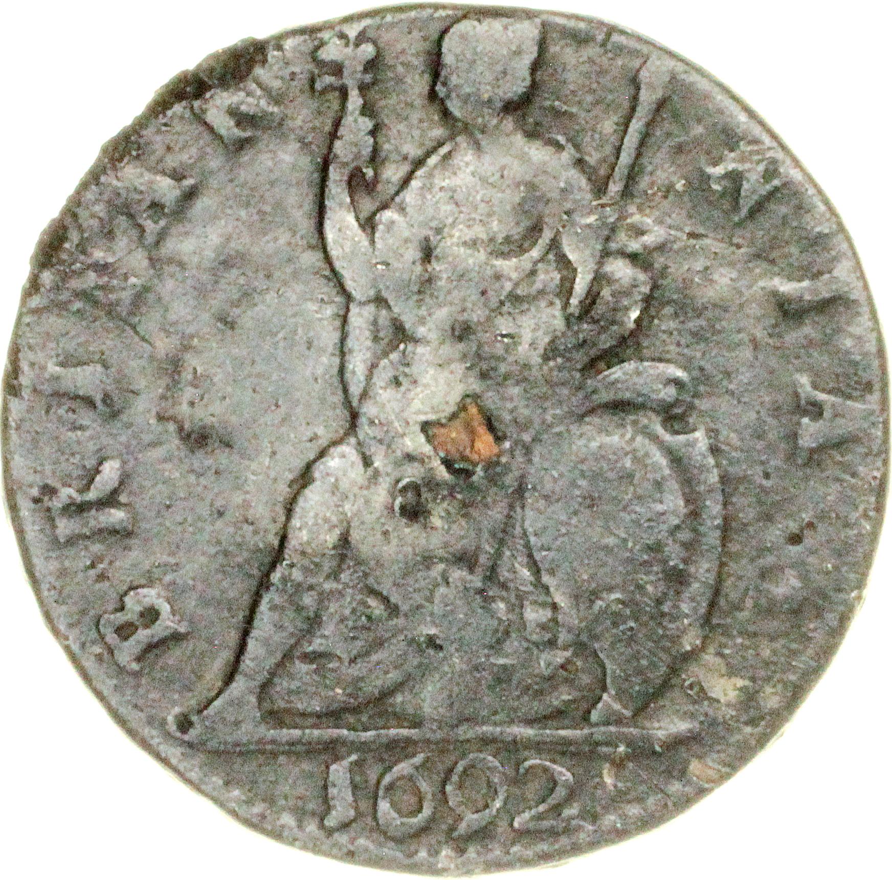 William & Mary. Tin Farthing, 1692.
