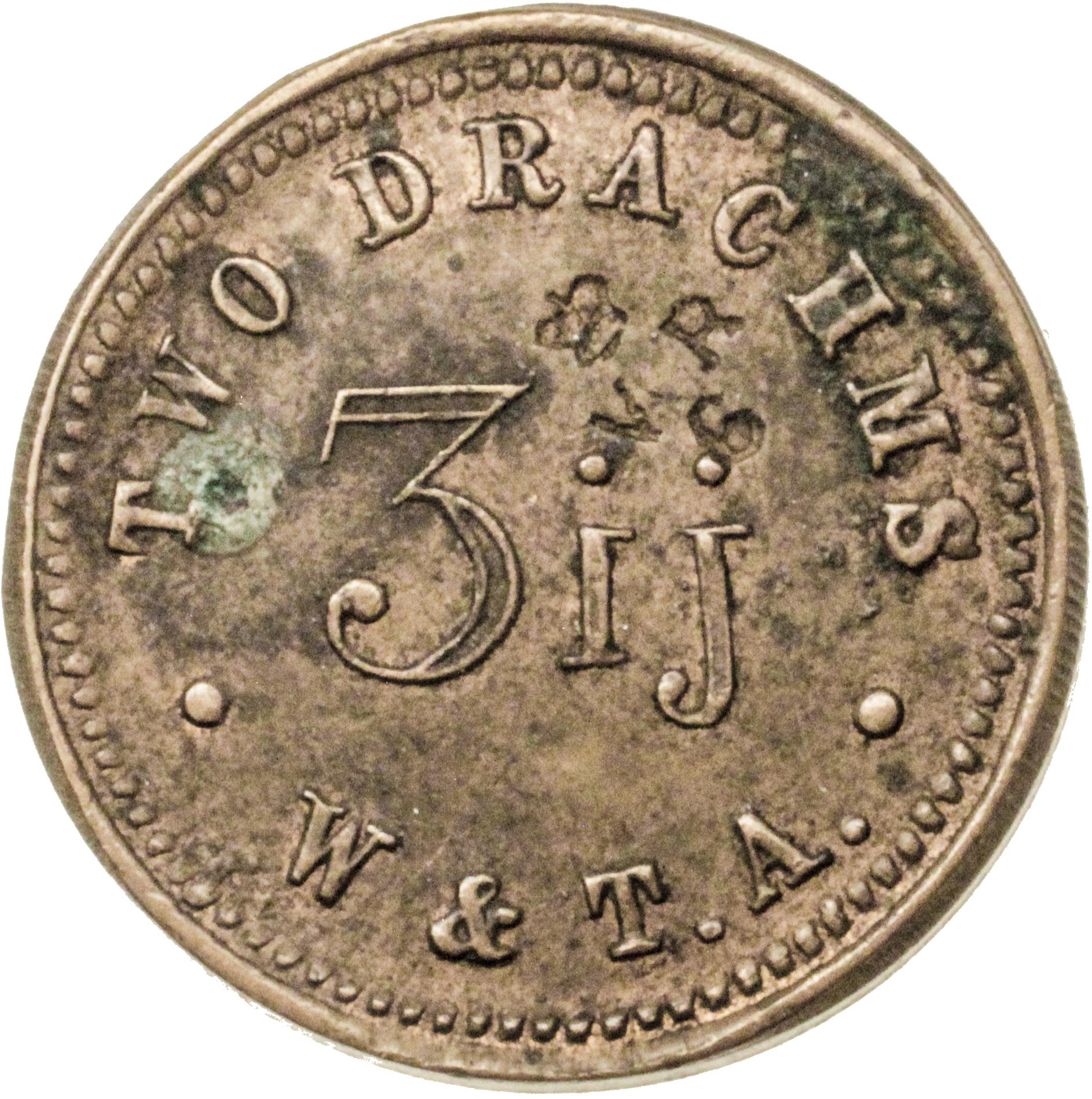 Apothecary weight for 2 drachms. Avery.