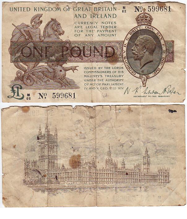 George V. Treasure note, 1st Fisher issue, 1919. £1