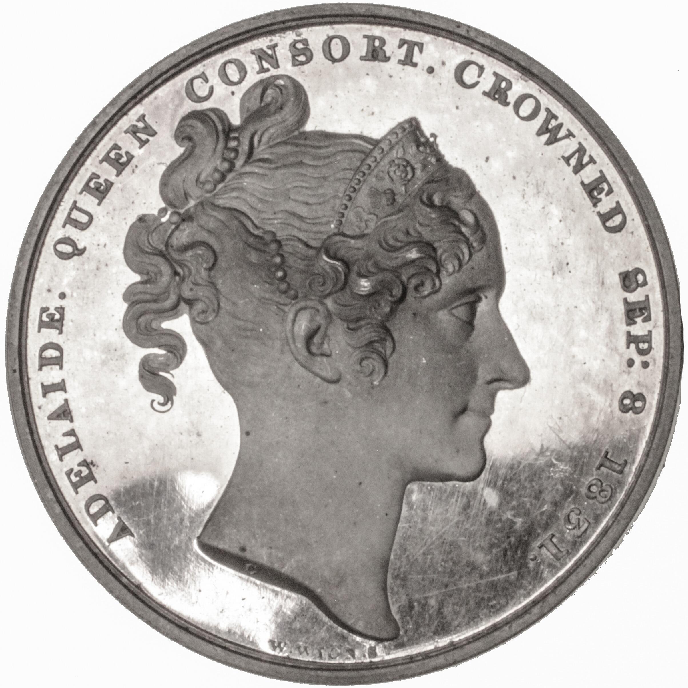 Coronation of William IV and Adelaide, 1831. Silver medal by W. Wyon ...