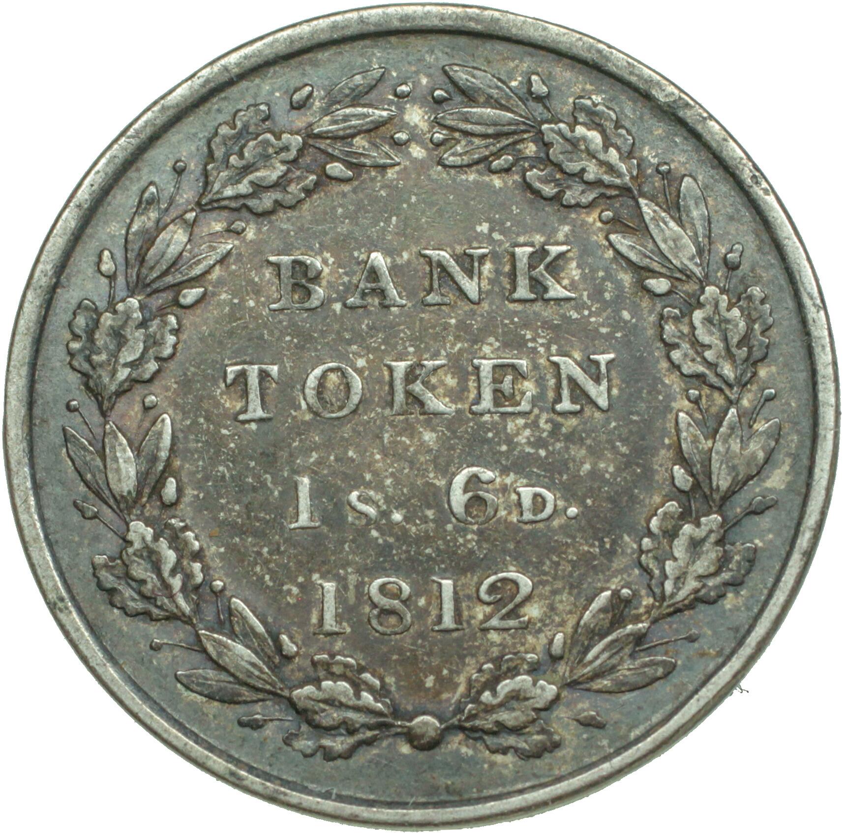 George III, silver 18 pence bank token, 1812.