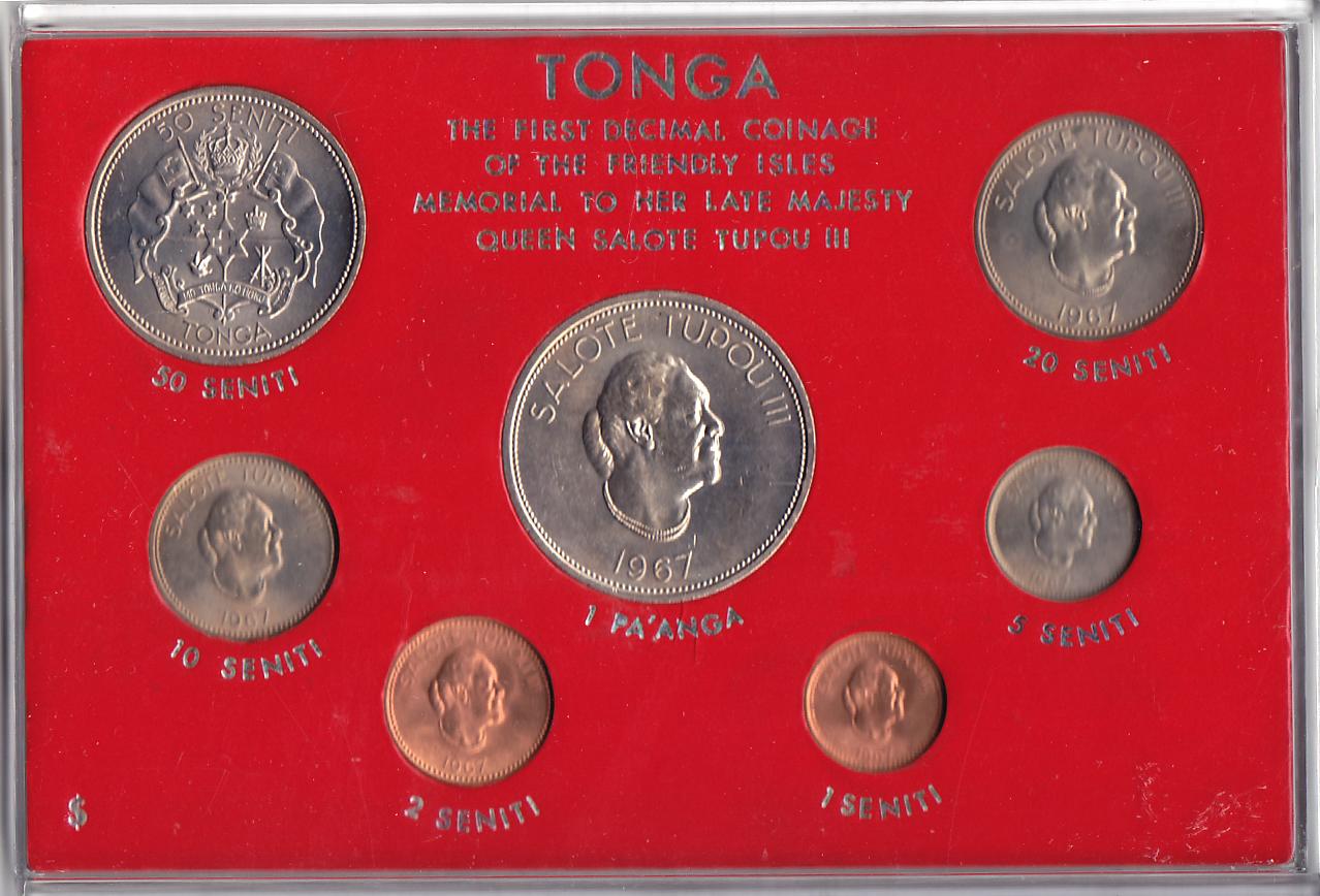 Tonga First Decimal coinage set 1967. 7 coins