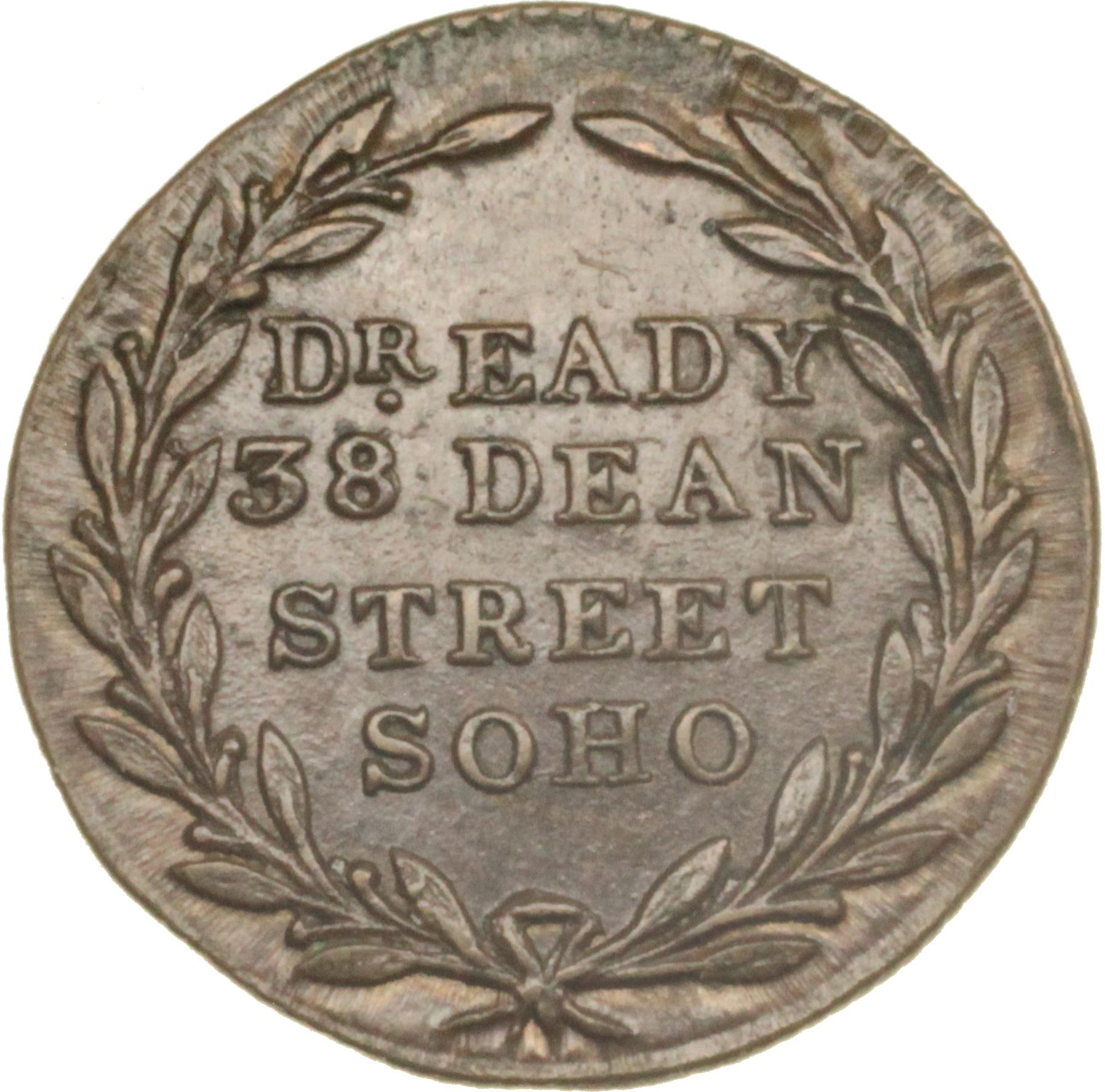 London. Dr. Eady. Farthing token 1821.