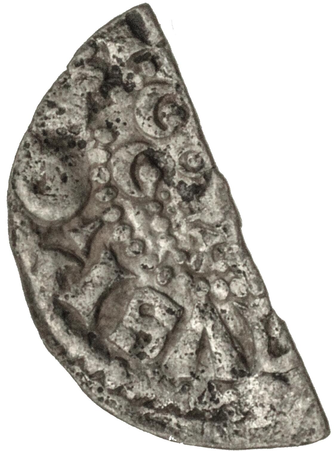 Henry III, 1216-72. Long cross type cut halfpenny.