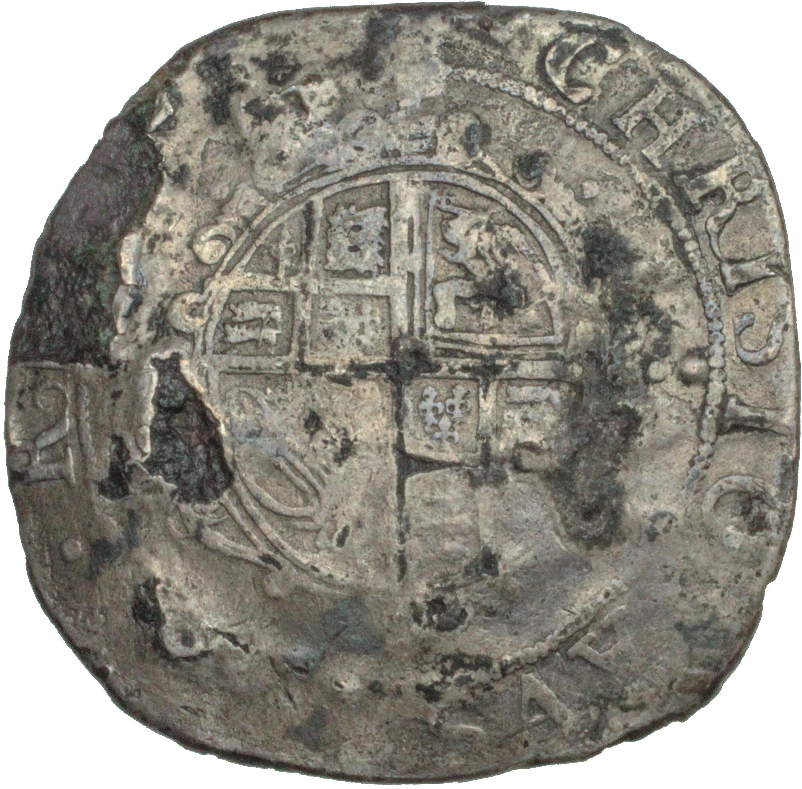 Charles I, contemporary counterfeit halfcrown.