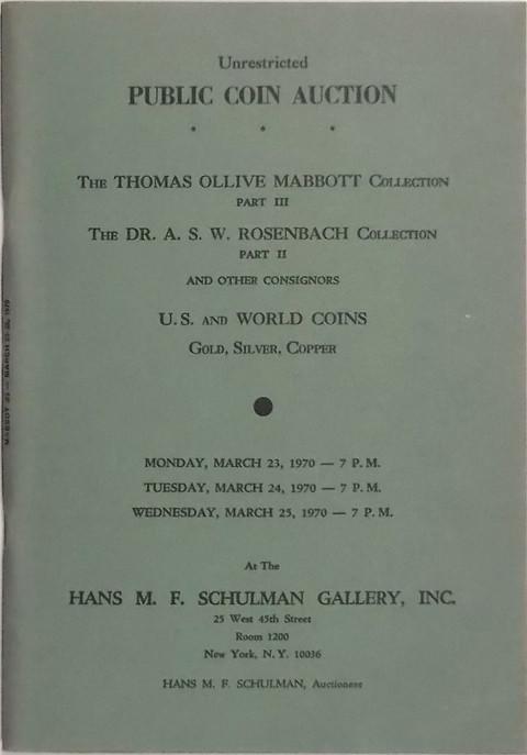 23 Mar, 1970 The Thomas Ollive Mabbott Collection. Part 3. Rosenbach ...