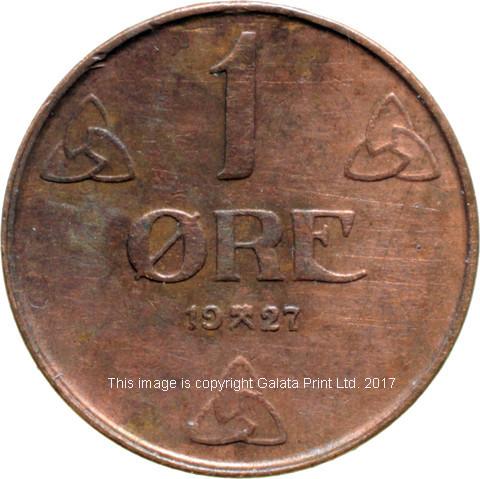 NORWAY NORGE - Haakon VII (1908-1952) 1 ore 1927