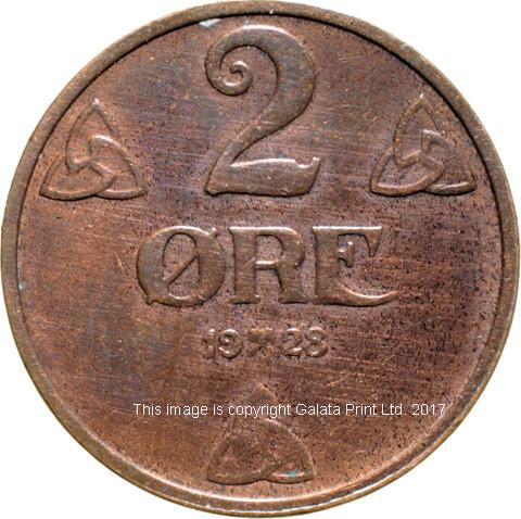 NORWAY NORGE - Haakon VII (1908-1952) 2 ore 1928
